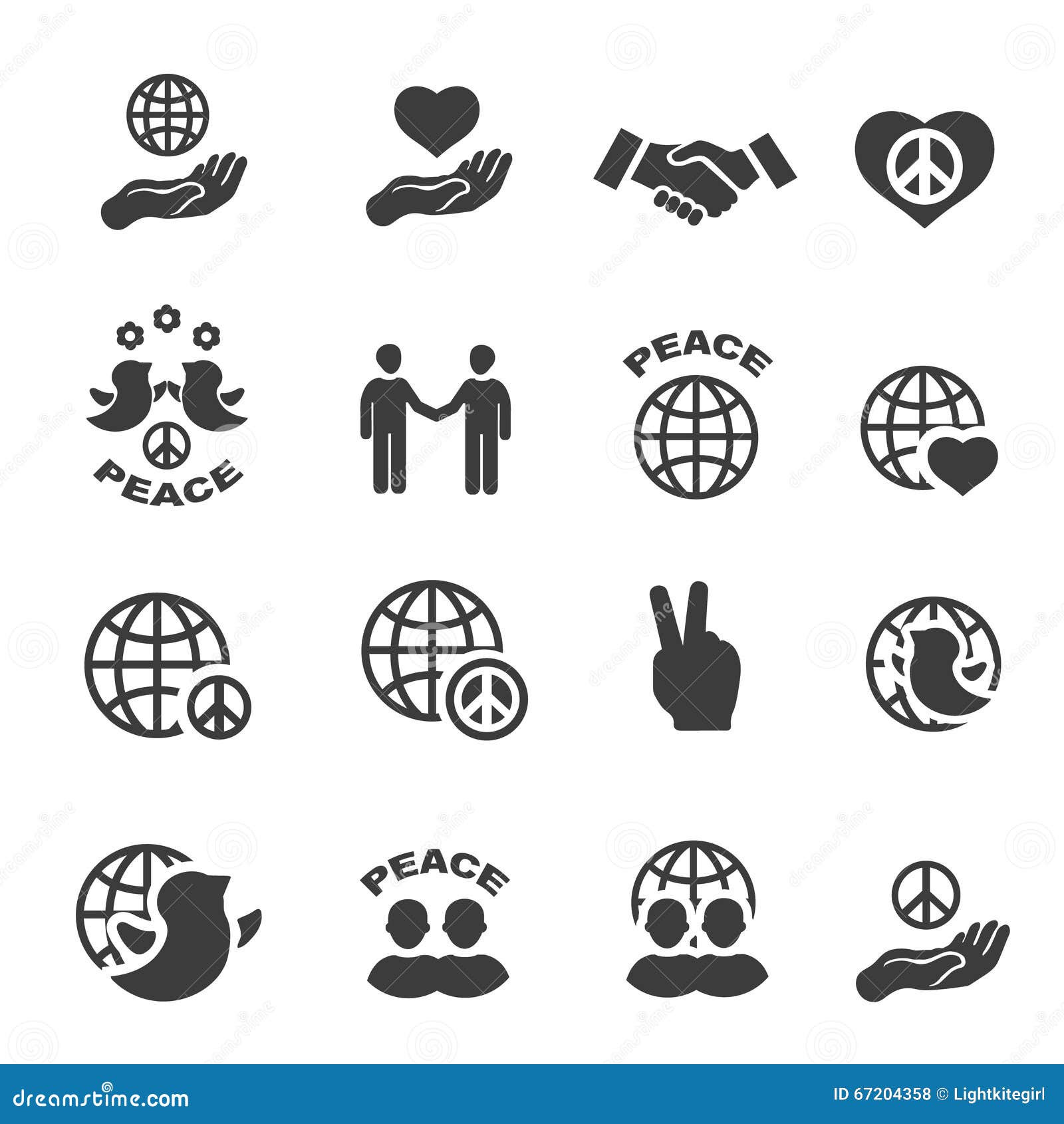 Peace Icons Set Vector Symbols Stock Vector - Illustration of nature ...