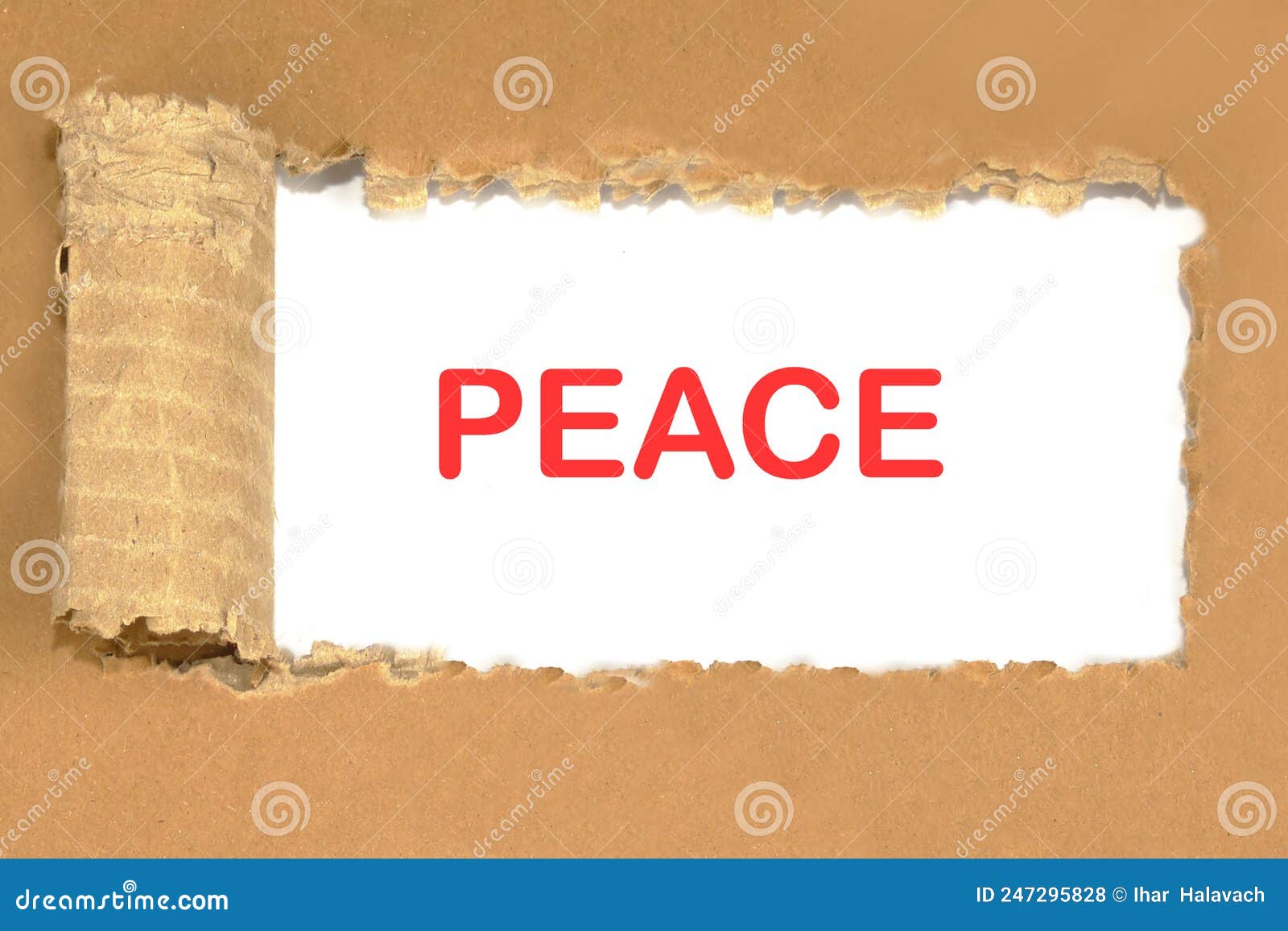 PEACE Lettering on White Paper through Torn Cardboard. the Concept of ...