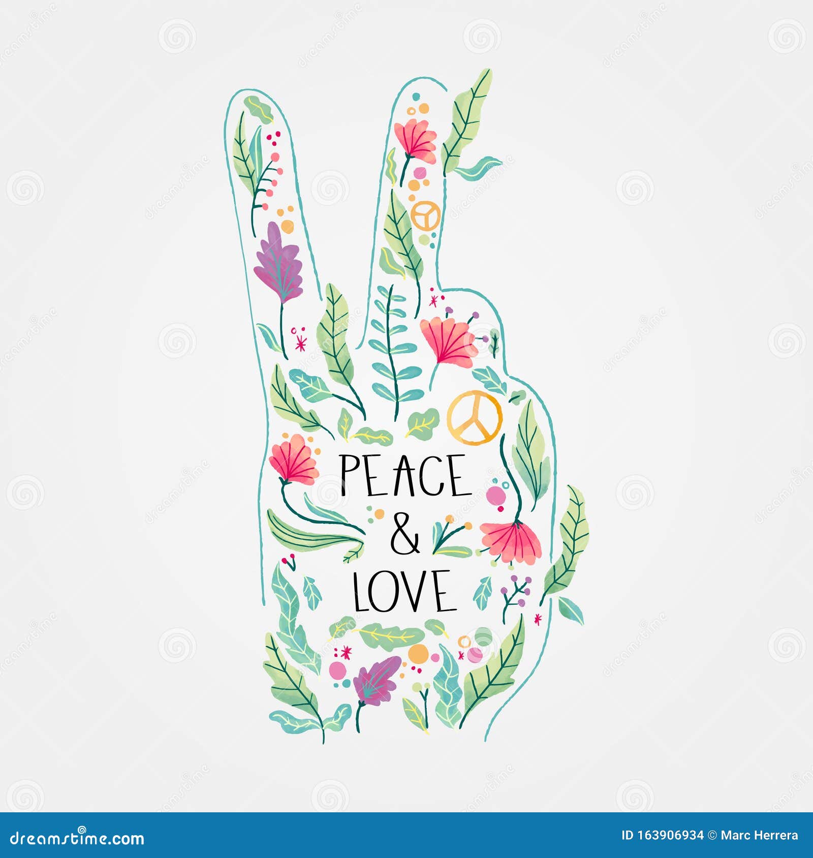 Peace and Love Artistic Design Stock Illustration - Illustration of ...