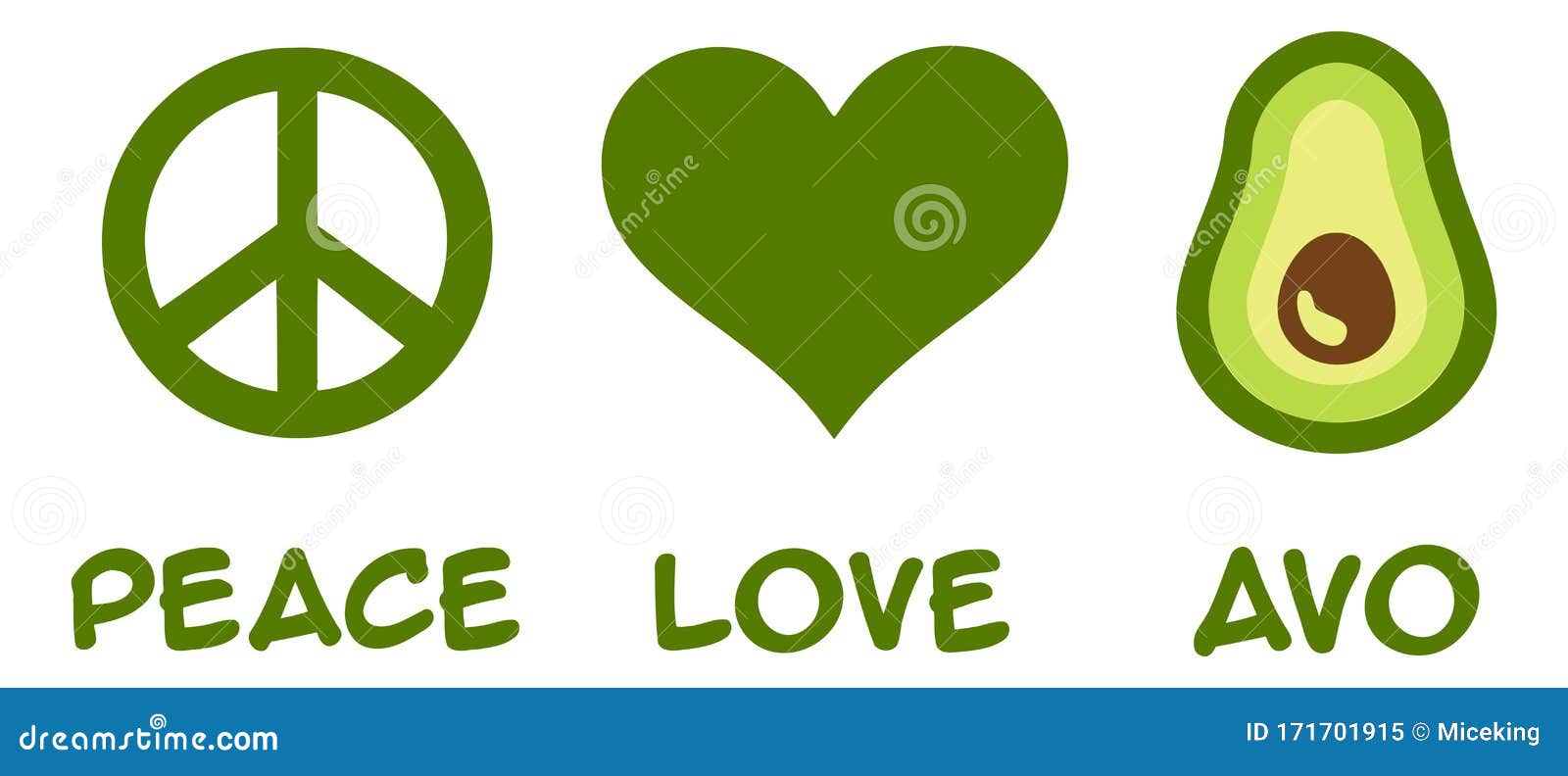 Peace Love Avocado stock vector. Illustration of vegan - 171701915