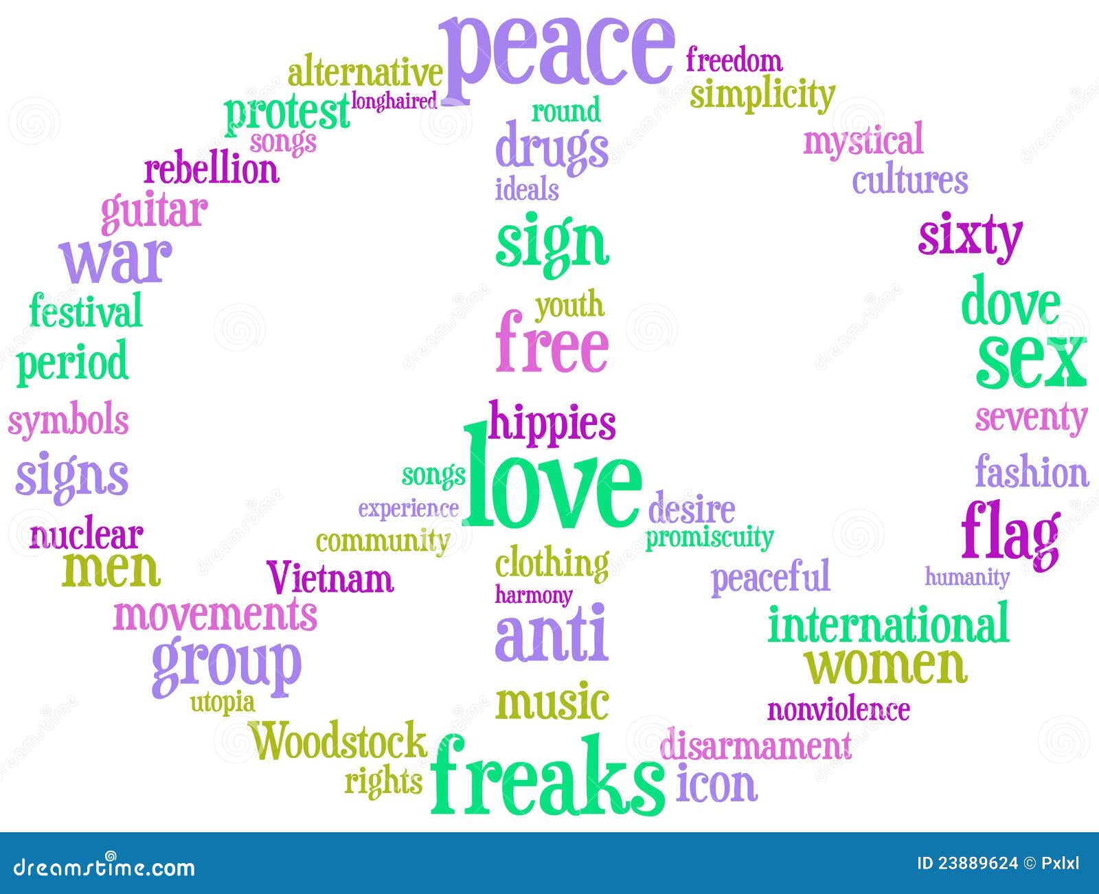 Peace and Love Sign Tag Cloud Stock Illustration - Illustration of ...