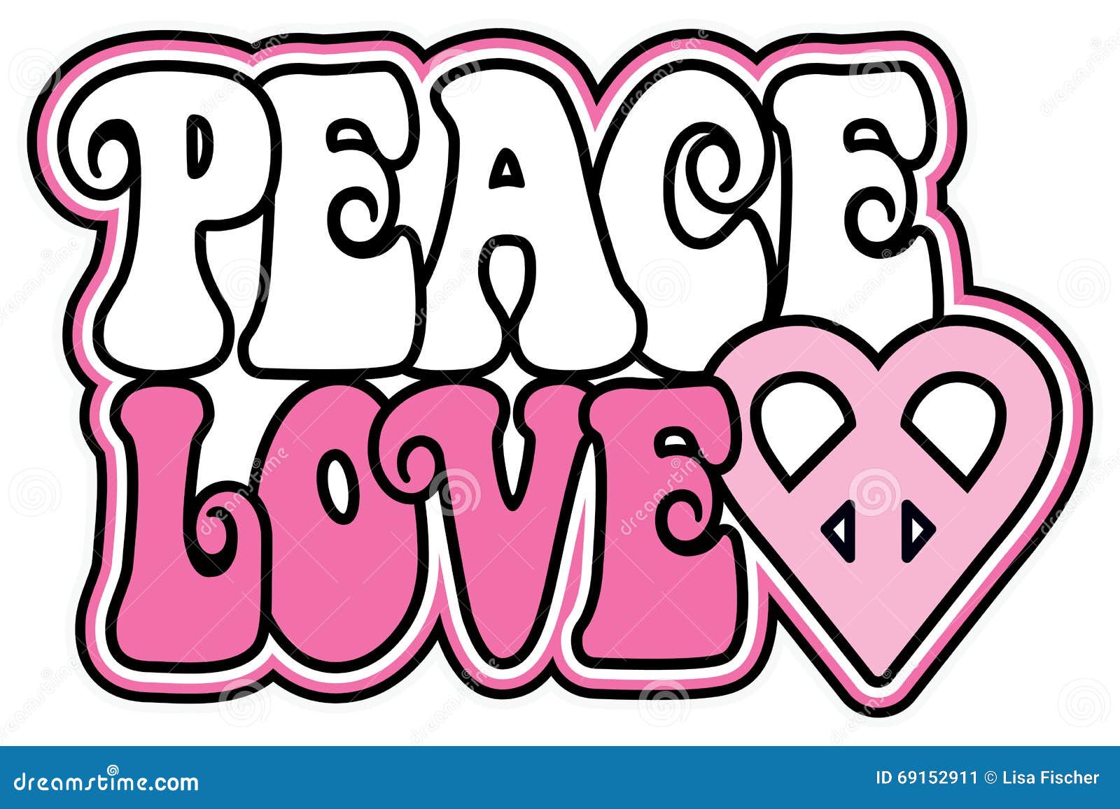 Peace and Love stock vector. Illustration of 1970s, clipart - 69152911
