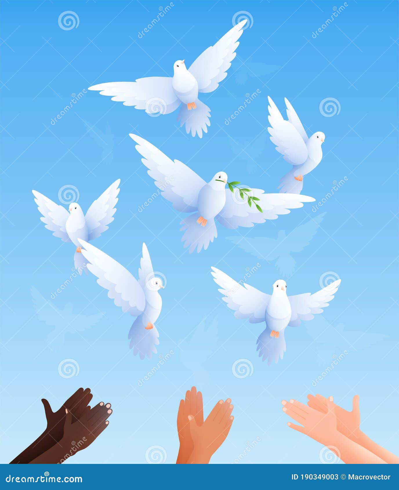 Peace Pigeons Hands Composition Stock Vector - Illustration of nature ...