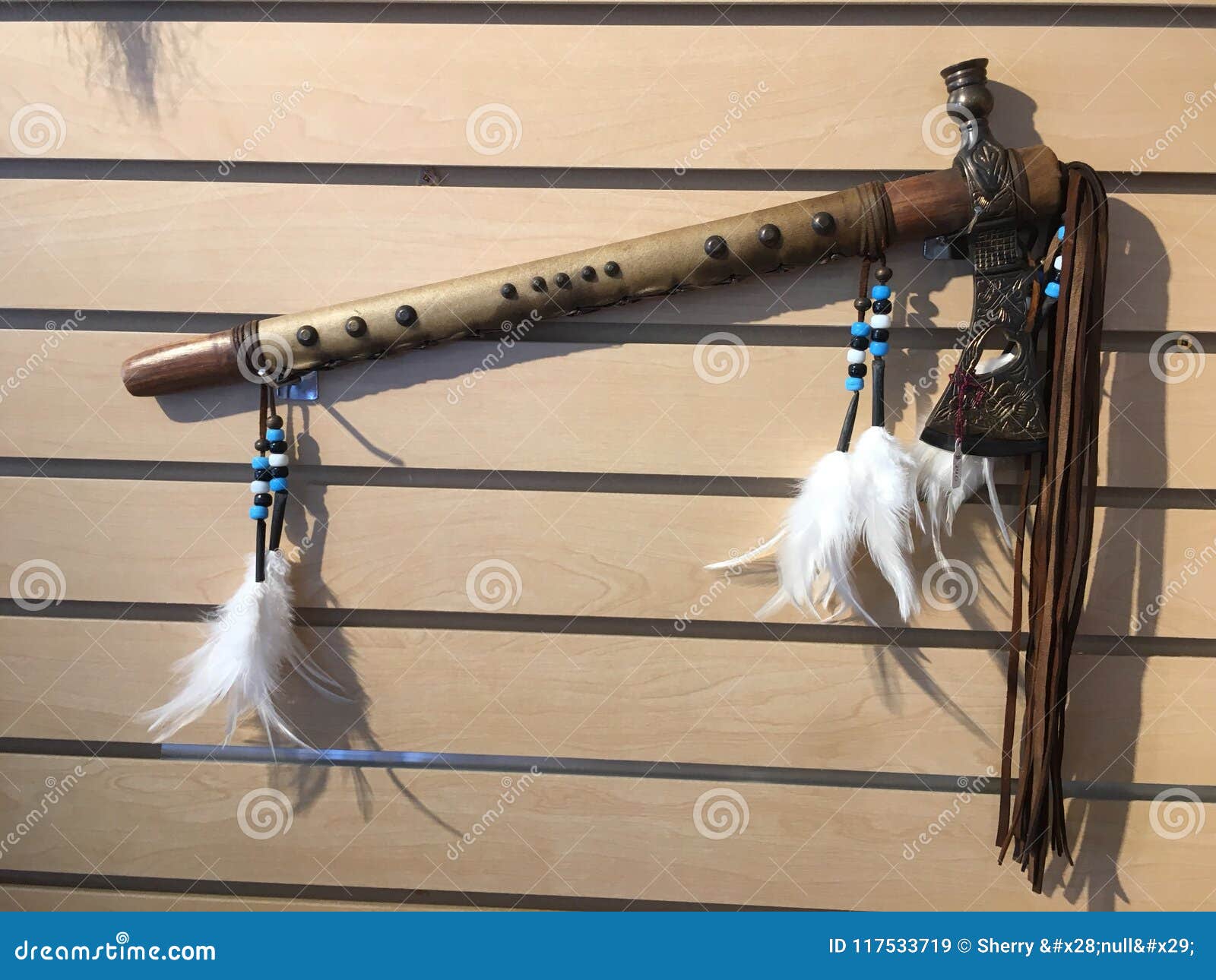 Peace pipe stock image. Image of feathers, white, tomahawk - 117533719