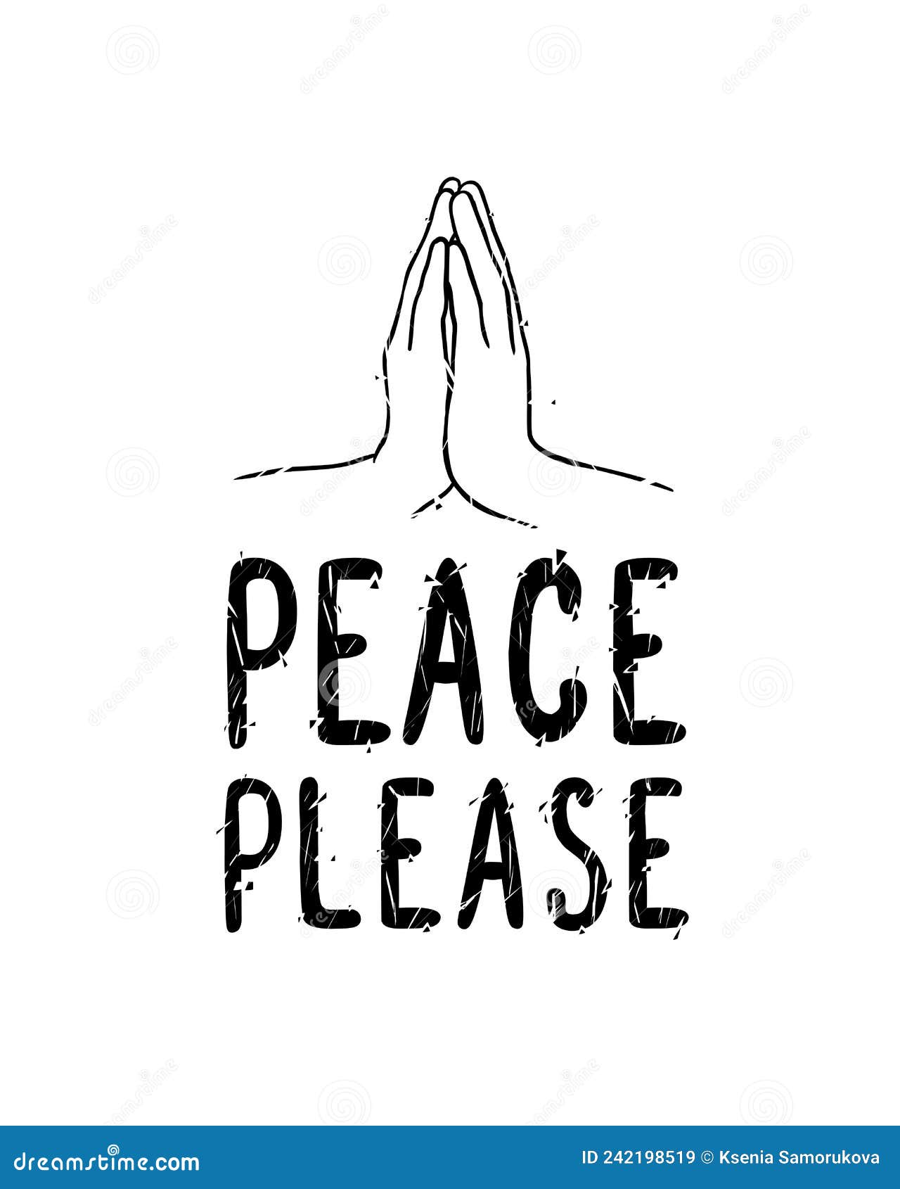 Peace Please. Hands Folded in Prayer Stock Vector - Illustration of ...