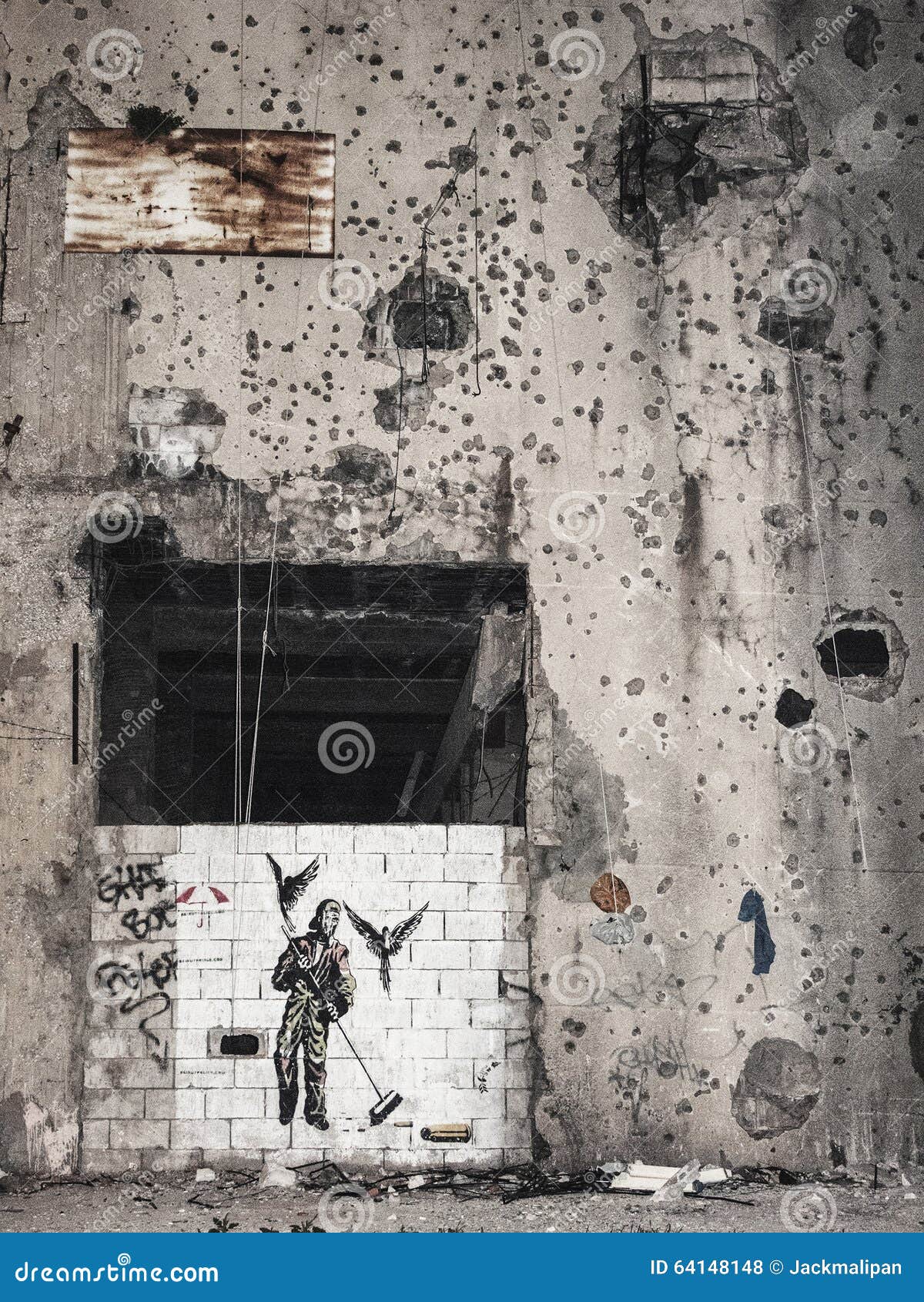 Peace Protest Stencil Mural in Central Beirut Lebanon Editorial Stock ...
