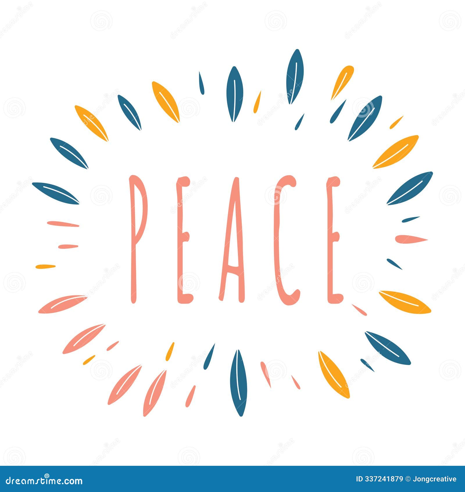 Peace in Romantic Flower Leaves Circle Frame Background Stock ...