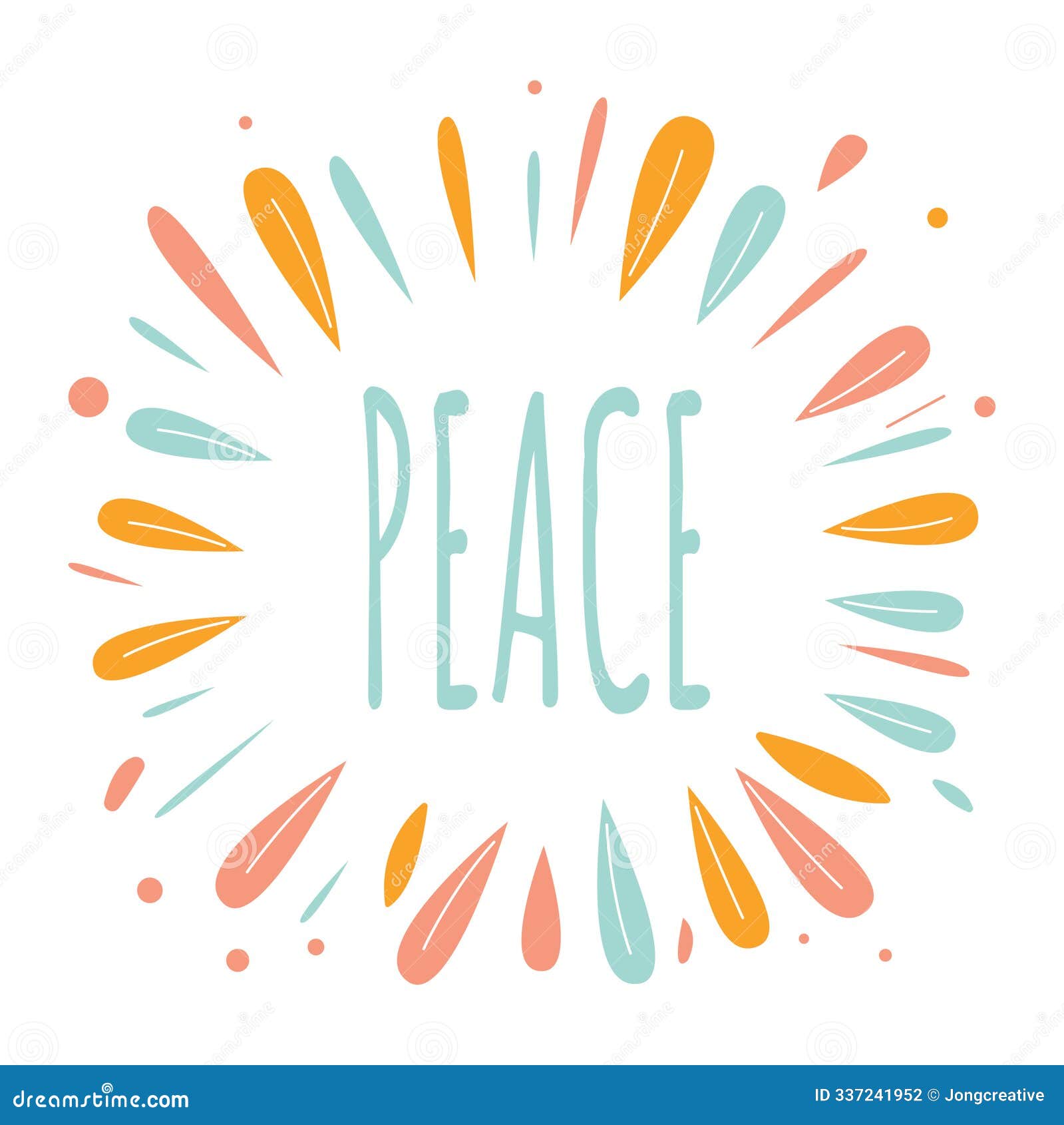 Peace in Romantic Flower Leaves Circle Frame Background Stock ...