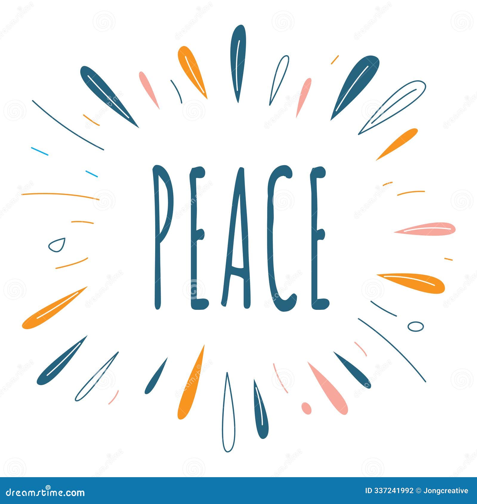 Peace in Romantic Flower Leaves Circle Frame Background Stock ...