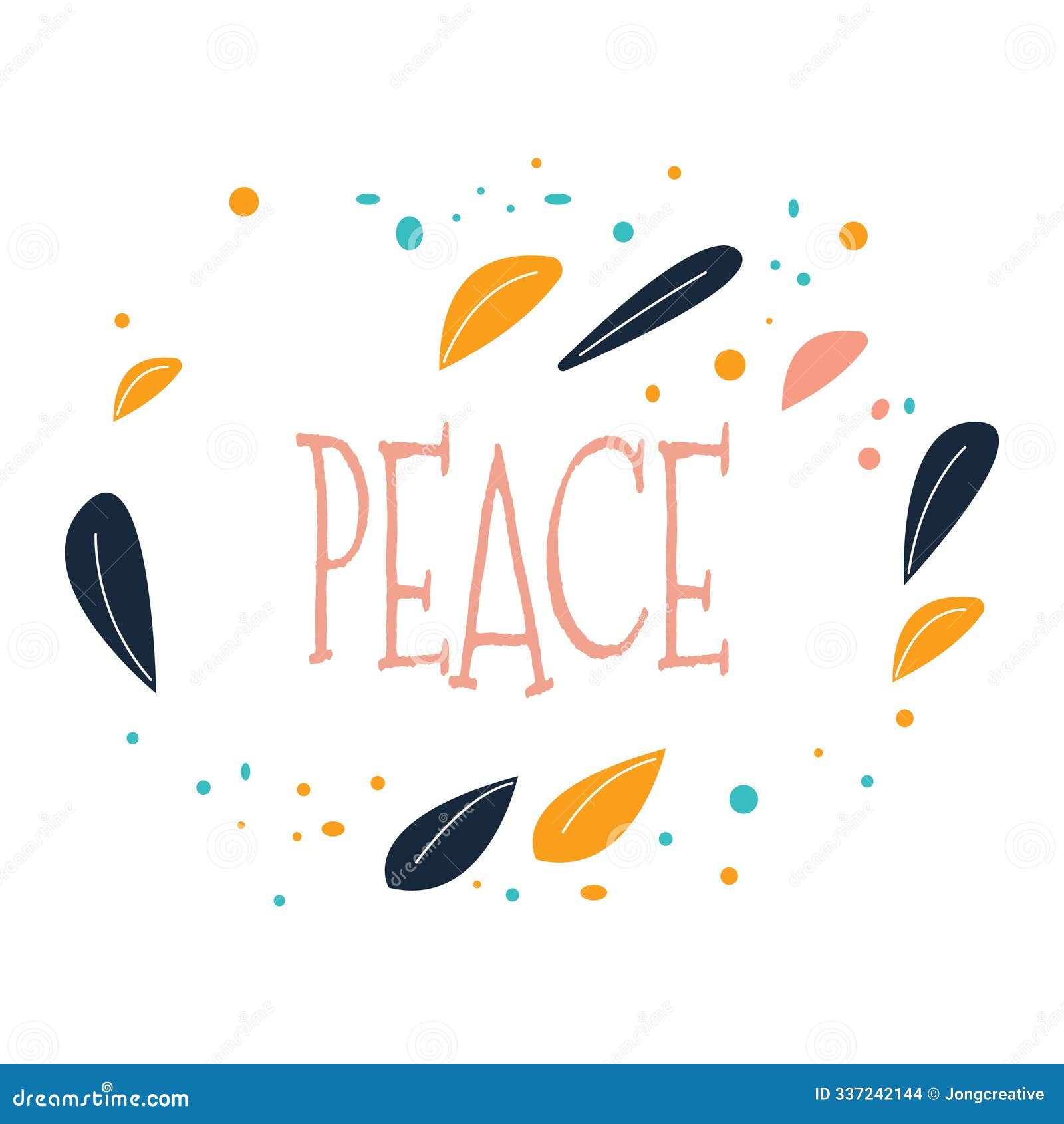 Peace in Romantic Flower Leaves Circle Frame Background Stock ...