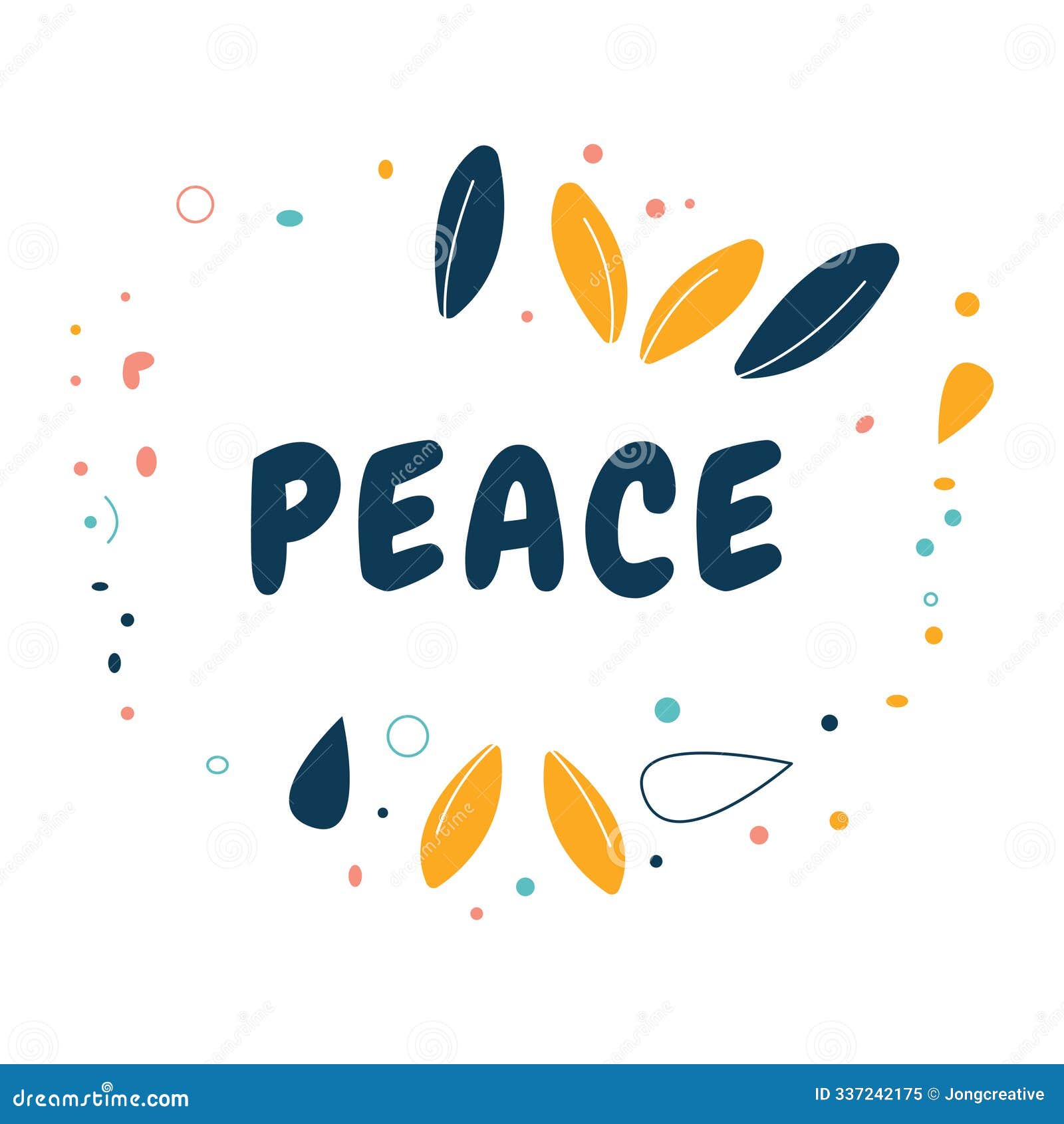 Peace in Romantic Flower Leaves Circle Frame Background Stock ...