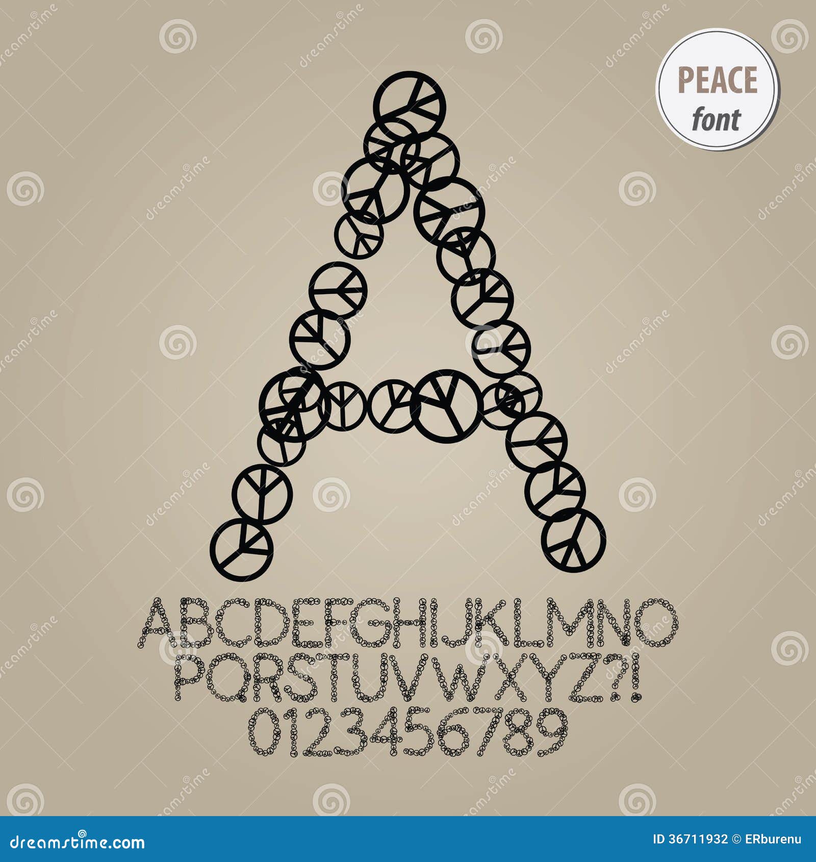 Peace Sign Alphabet and Digit Vector Stock Vector - Illustration of ...