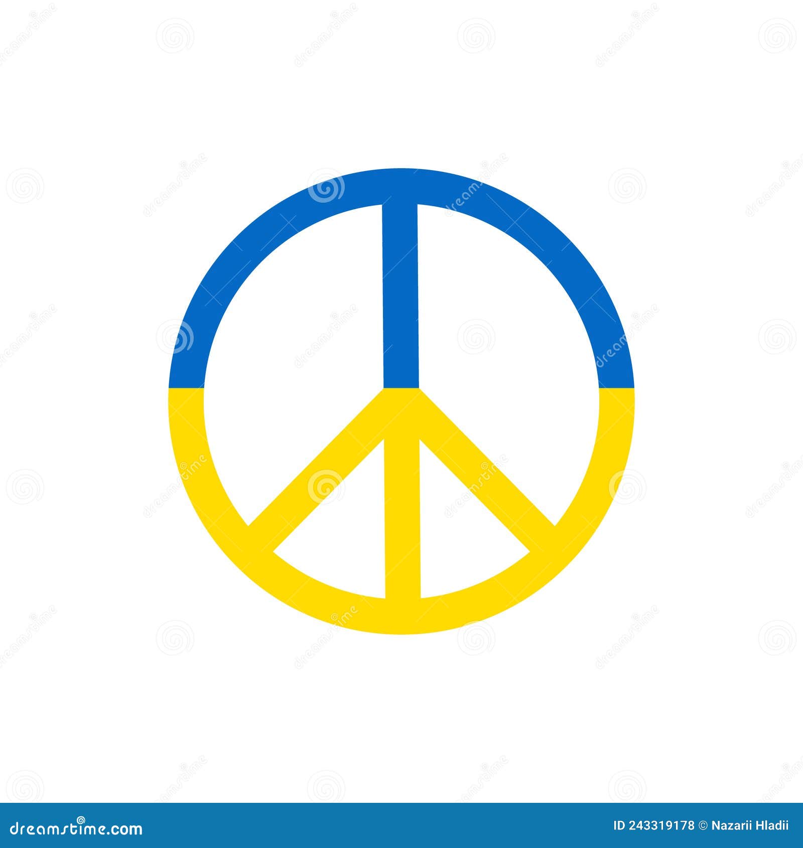 Peace Sign with Blue and Yellow Colors. Vector. Stock Vector ...