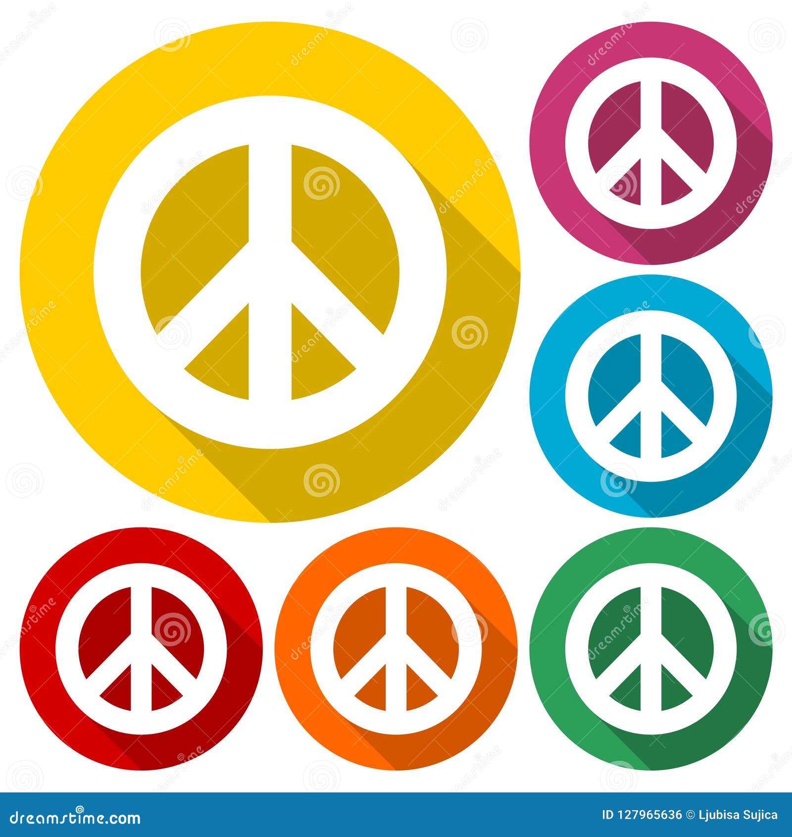 Peace Sign - Flat Icon with Long Shadow Stock Vector - Illustration of ...