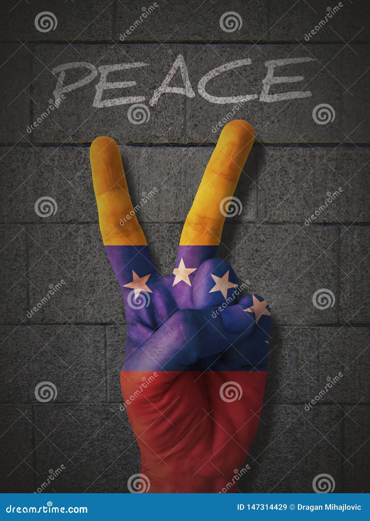 Peace Sign Hand with Venezuela Flag Stock Image - Image of patriotism ...