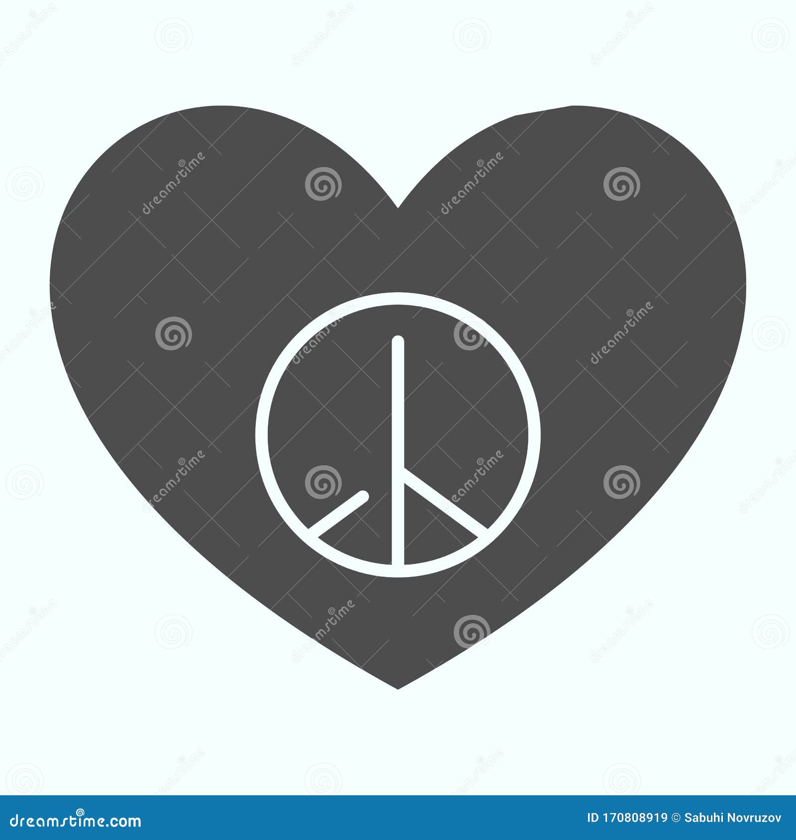 Peace Sign in Heart Shape Solid Icon. Pacific Heart Vector Illustration ...