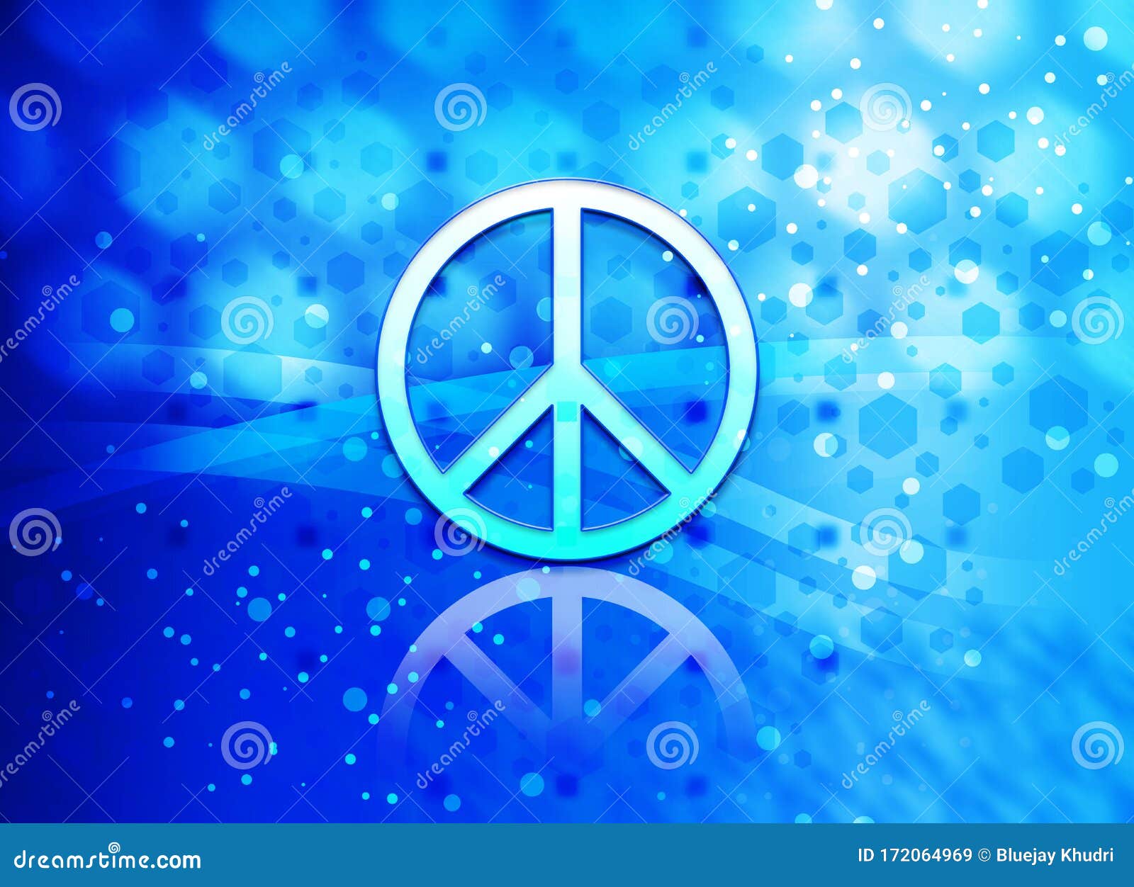 Peace Sign Icon Abstract Light Cyan Blue Hexagon Pattern Background ...