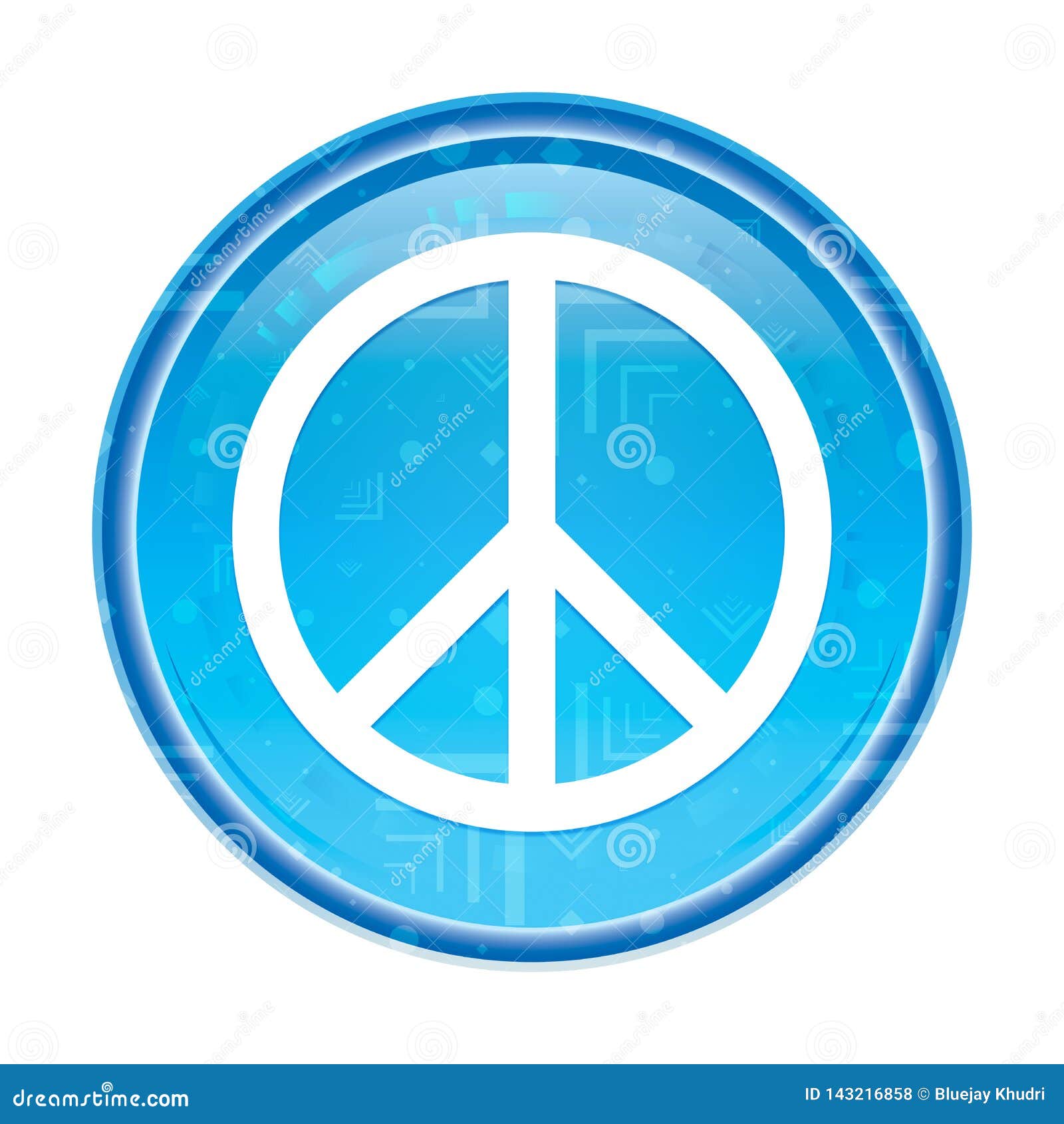 Peace Sign Icon Floral Blue Round Button Stock Illustration ...