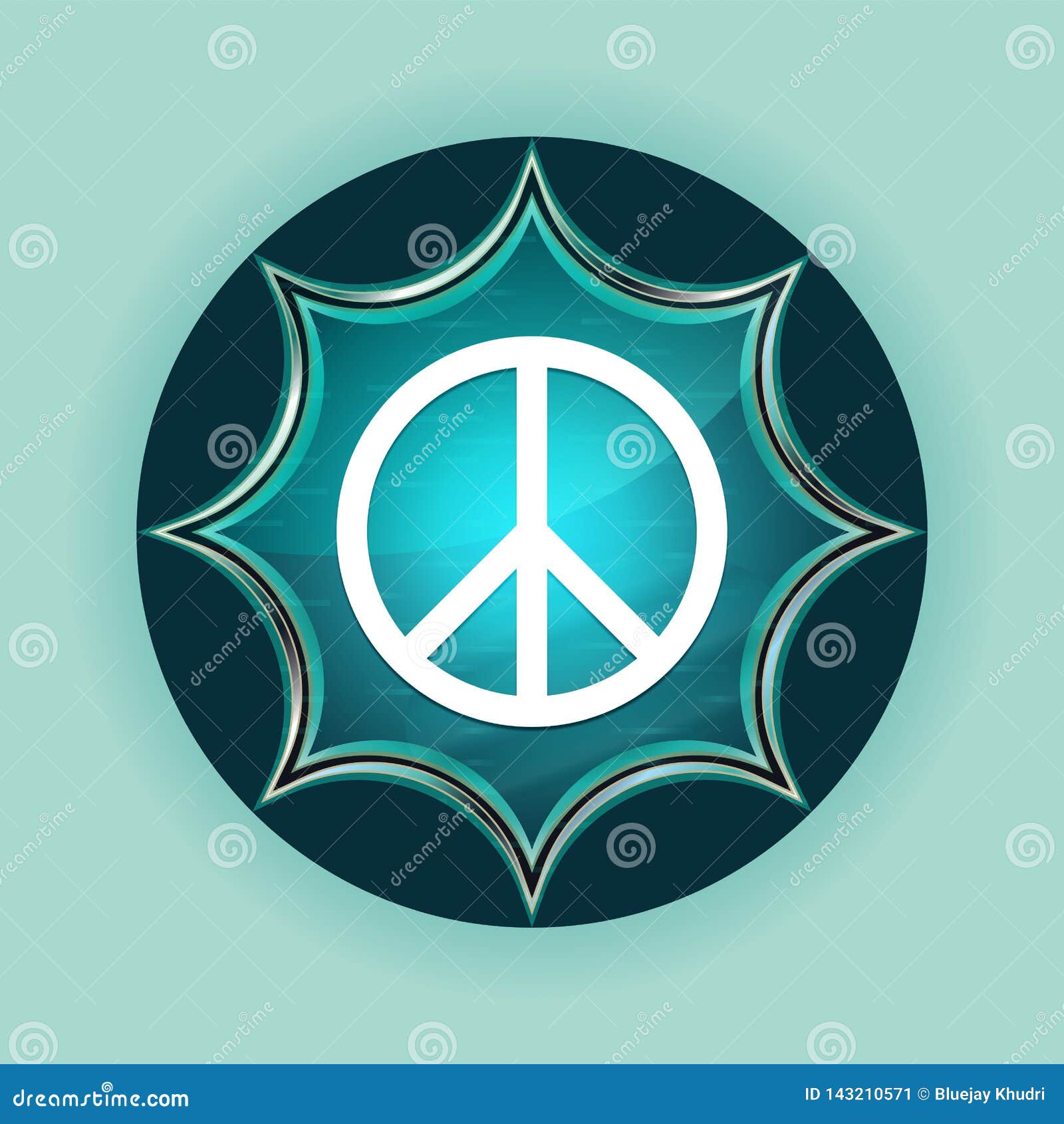 Peace Sign Icon Magical Glassy Sunburst Blue Button Sky Blue Background ...