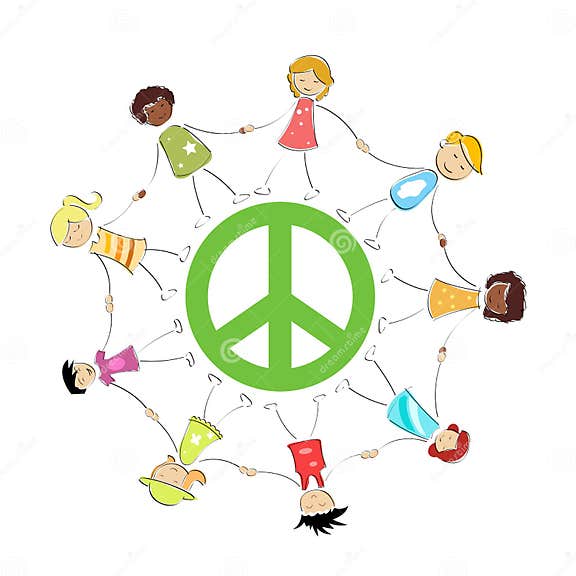 Peace sign with kids stock vector. Illustration of message - 17558056
