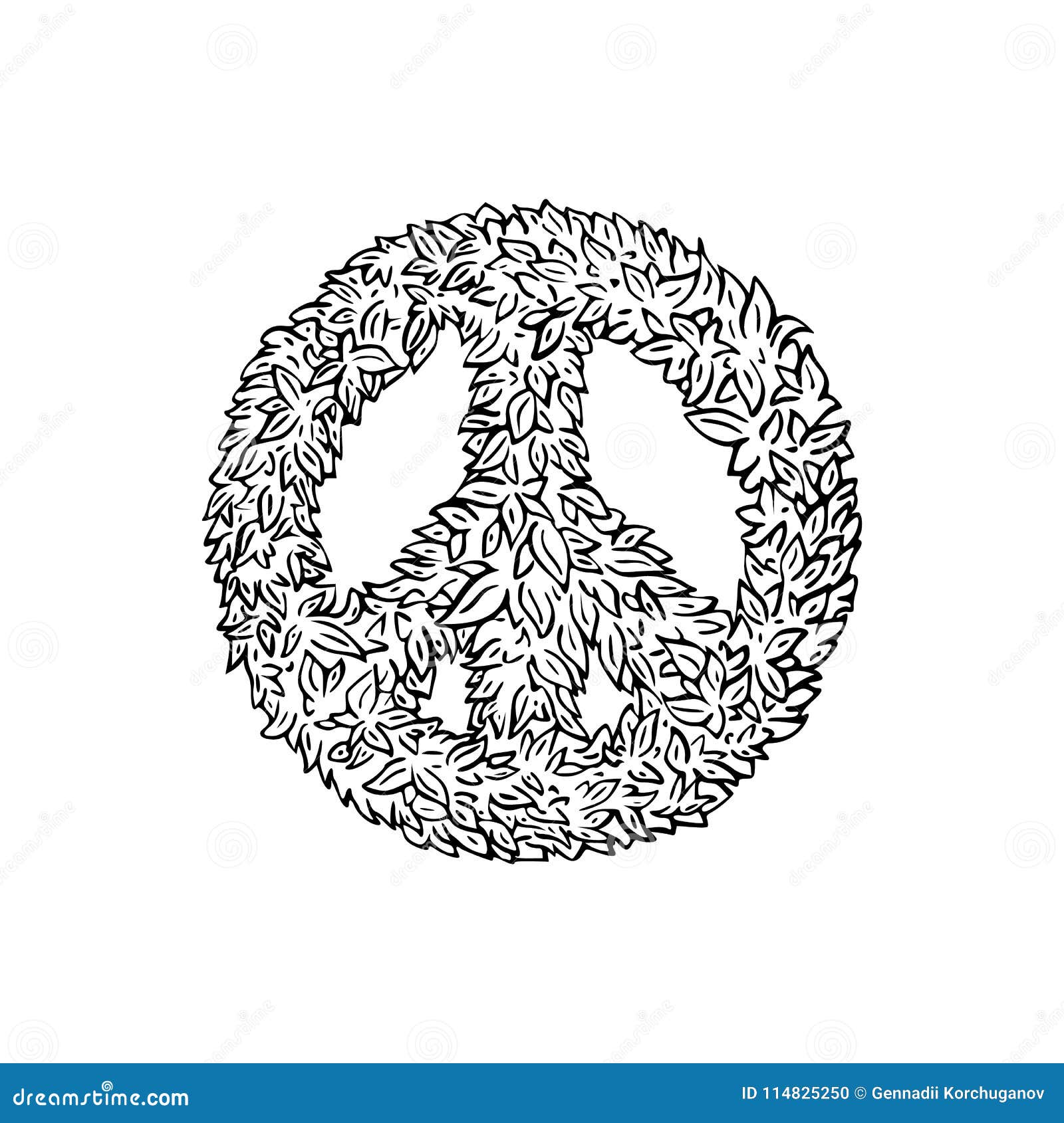Peace sign leaf icon stock vector. Illustration of harmony - 114825250
