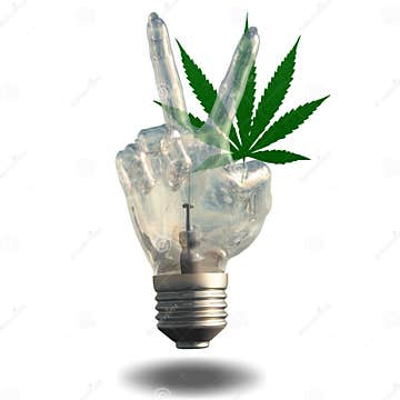 Peace Sign Light Bulb Marijuana Leaf Stock Illustration - Illustration ...