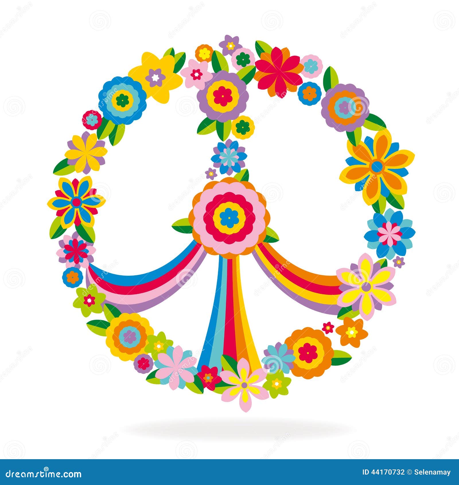 Peace sign made of flowers stock vector. Illustration of icon - 44170732