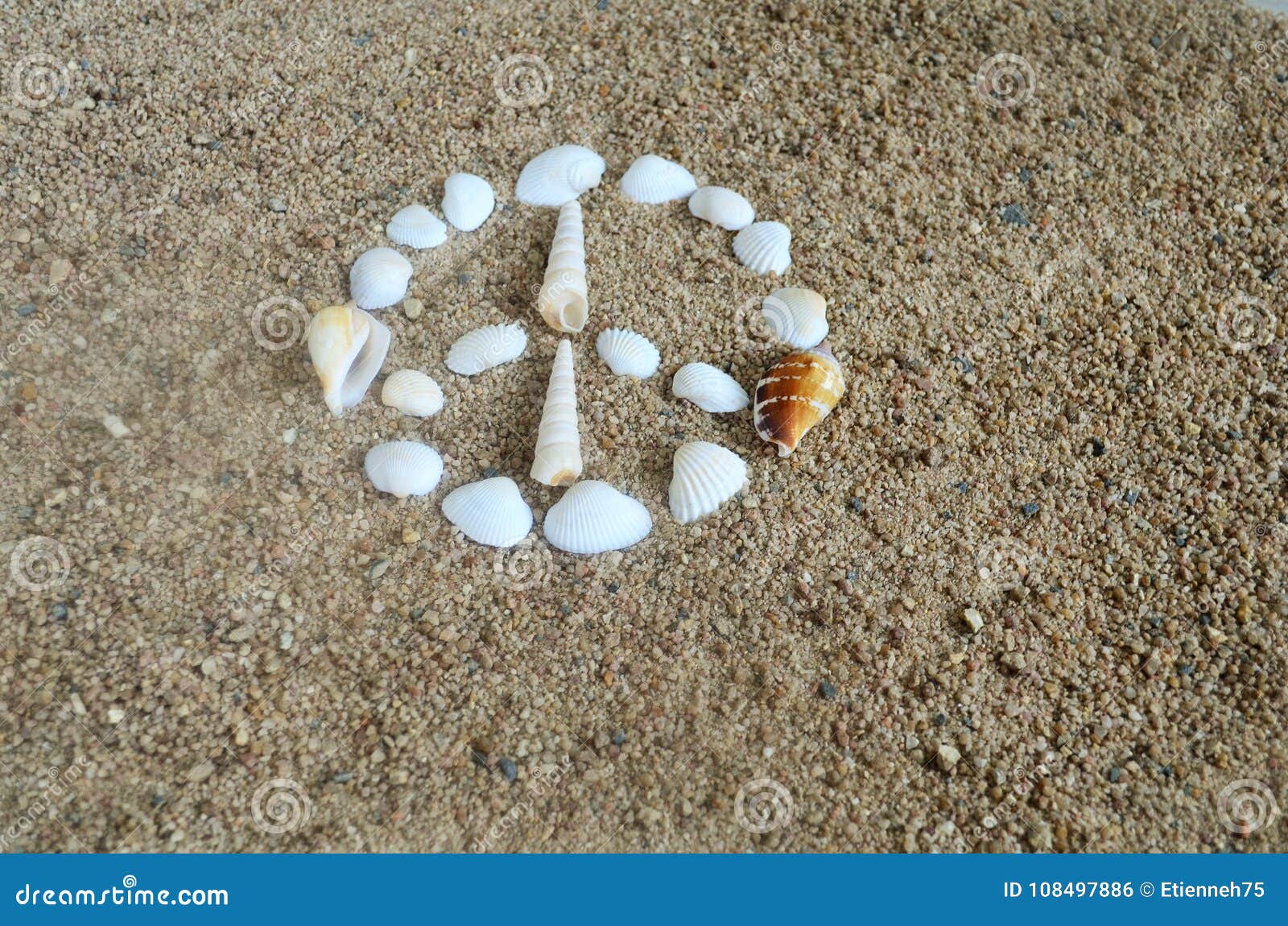 Peace Sign Made with Shells on the Beach. Stock Photo - Image of water ...