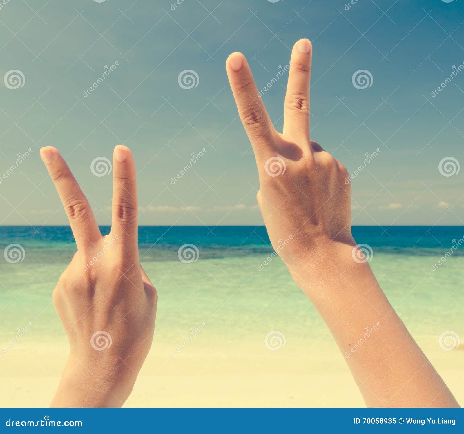 Peace sign over beach stock image. Image of metaphor - 70058935
