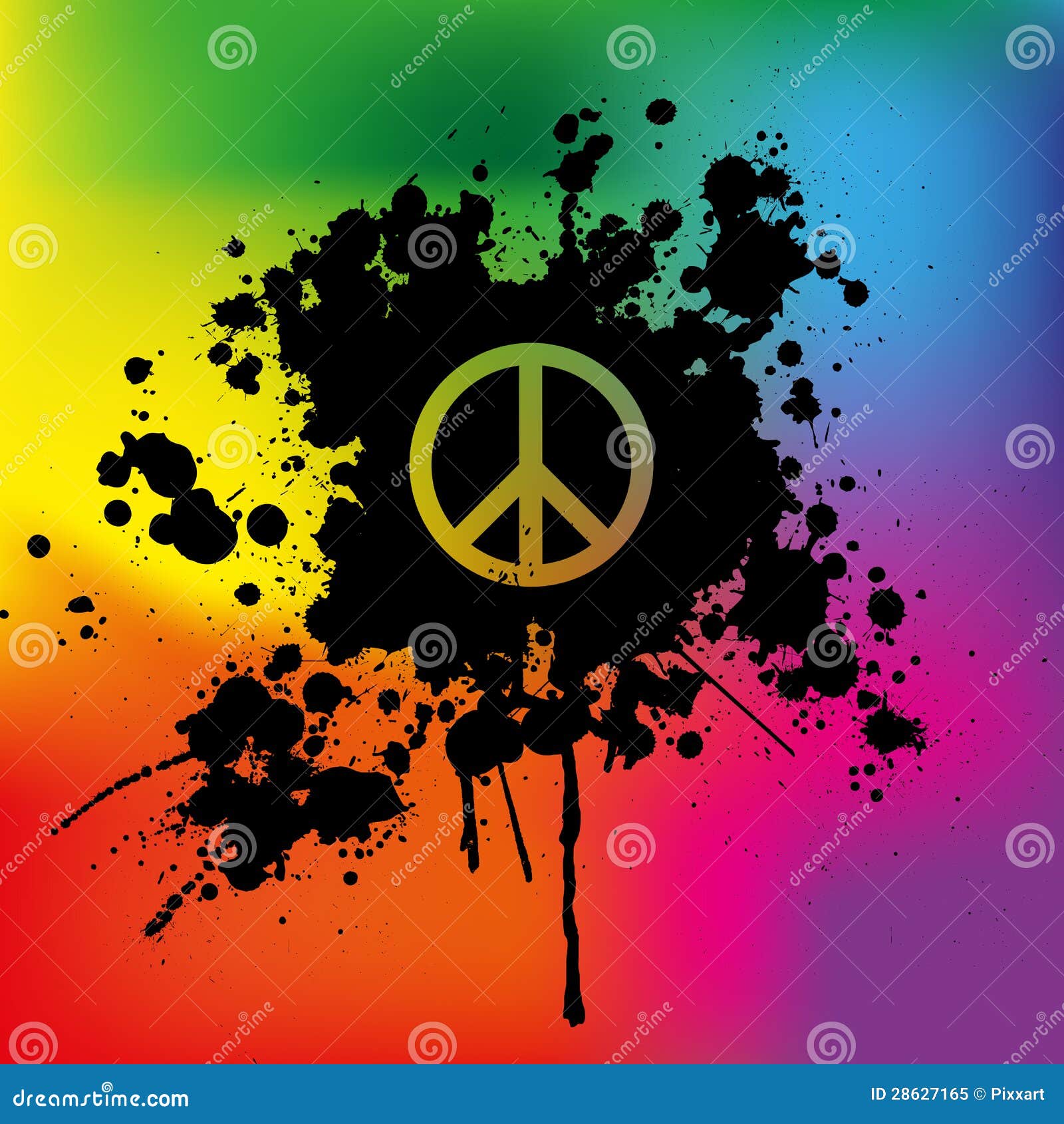 Peace Sign on Rainbow Background Stock Vector - Illustration of peace ...