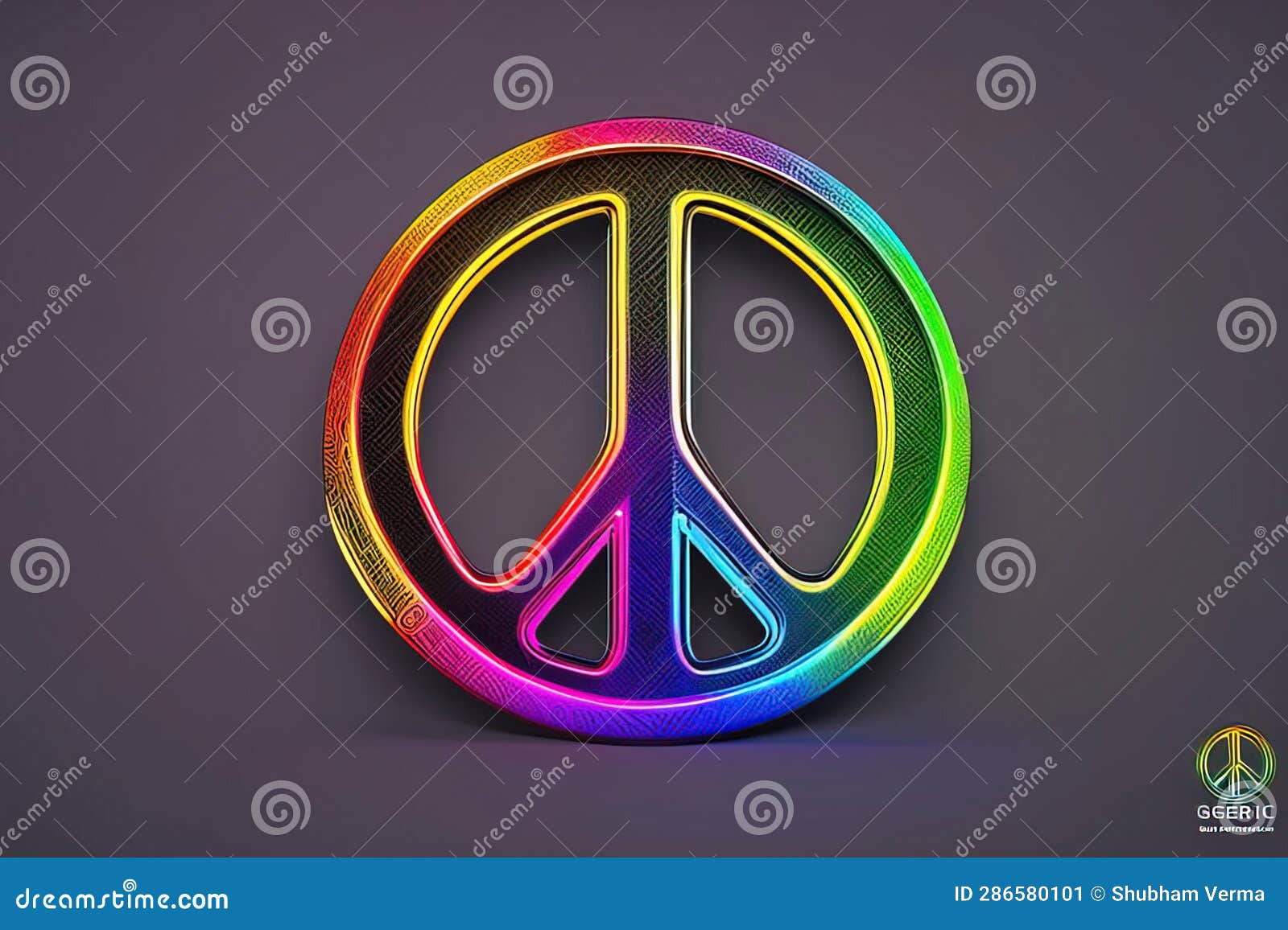 Peace Sign with Rainbow Flag. 3 D Rendering Stock Illustration ...