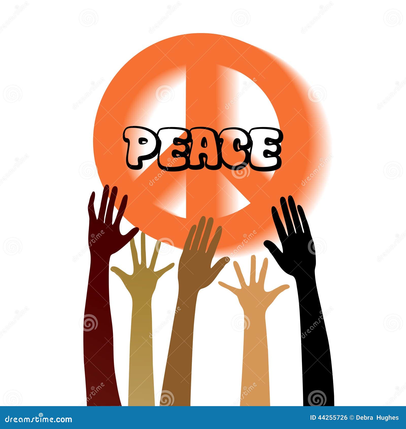 Peace Sign with Reaching Hands Stock Vector - Illustration of happiness ...