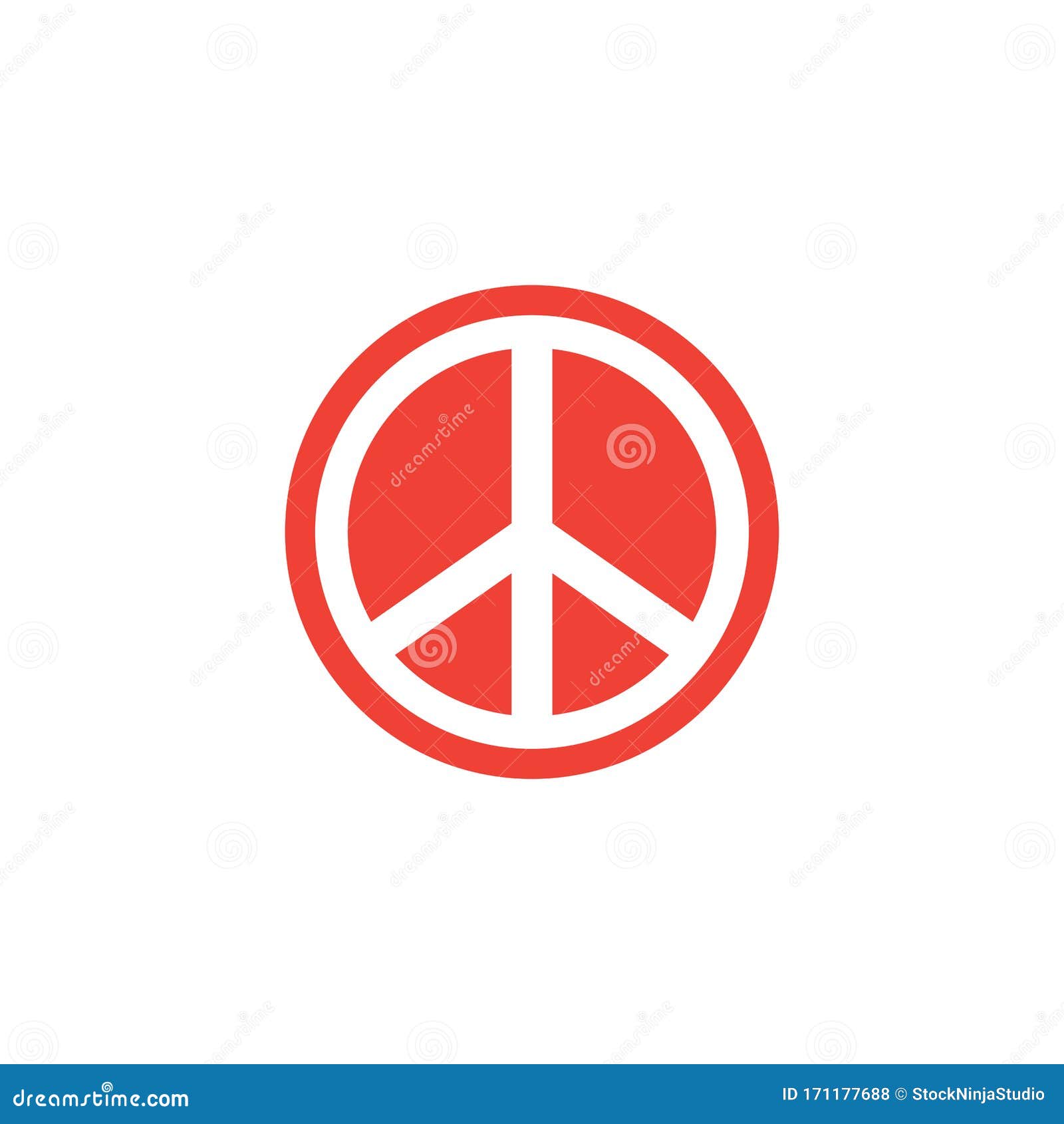 Peace Sign Red Icon on White Background. Red Flat Style Vector ...