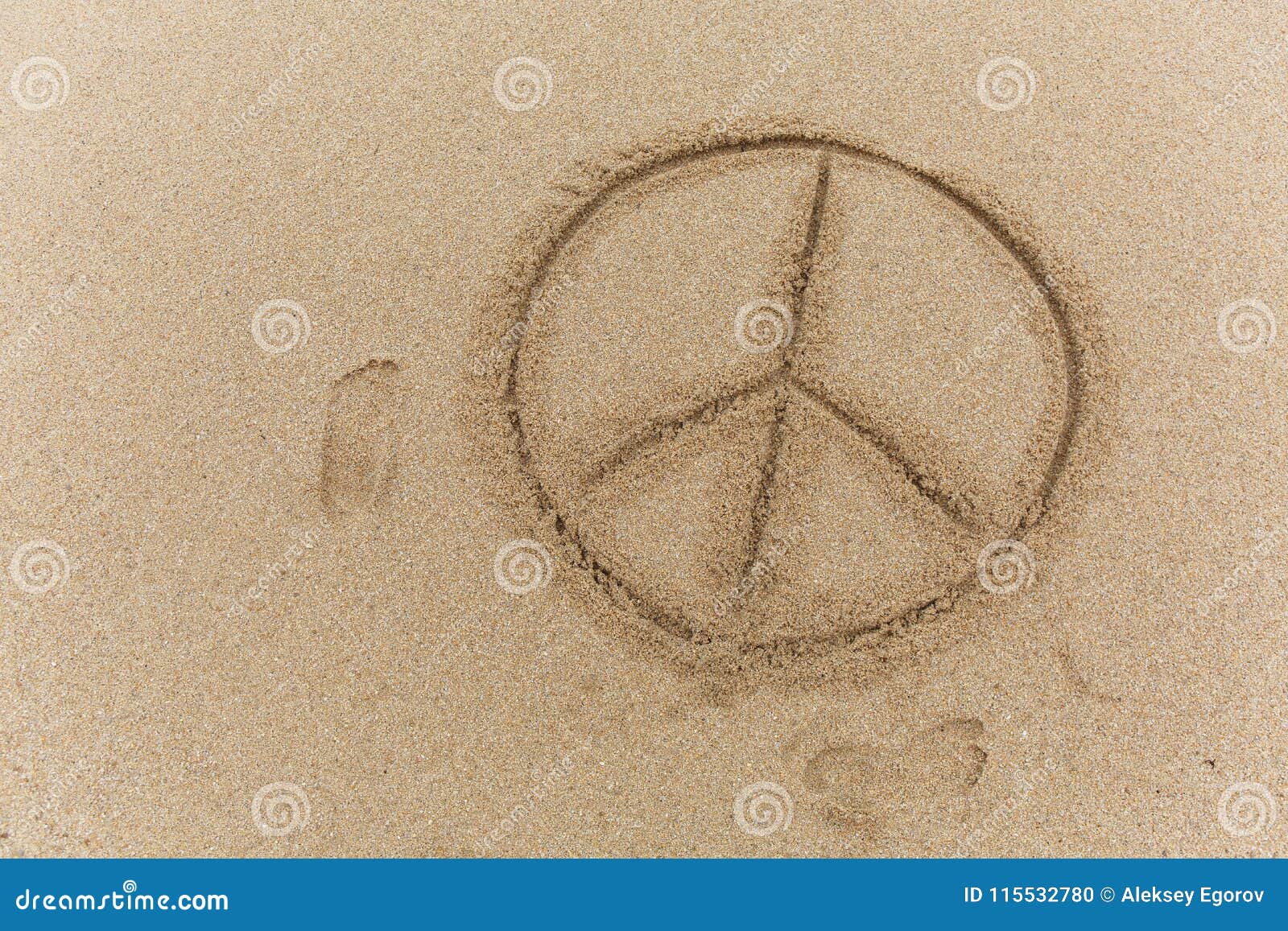 Peace sign on the sand stock photo. Image of island - 115532780