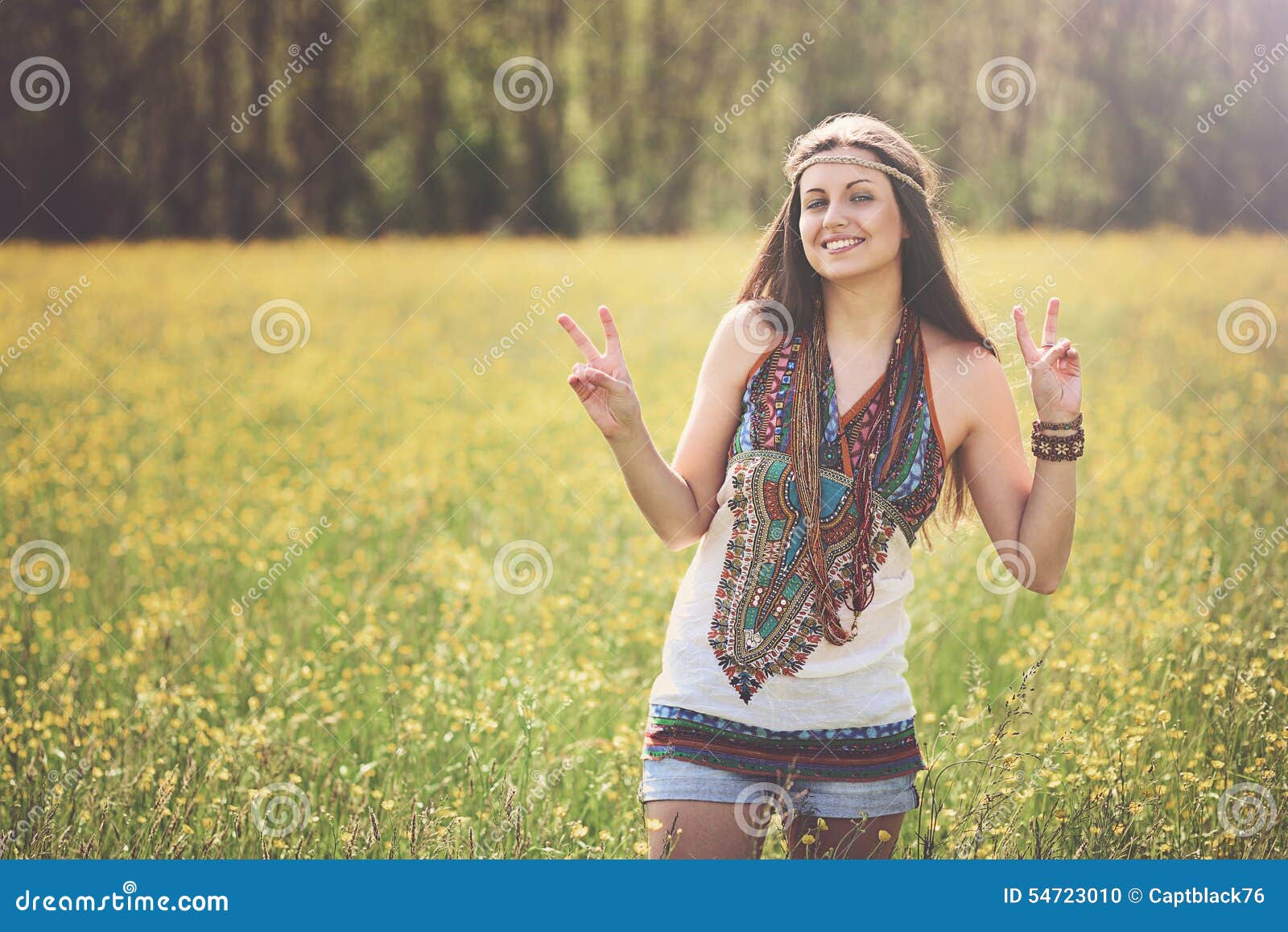 Hippie Giving Peace Sign