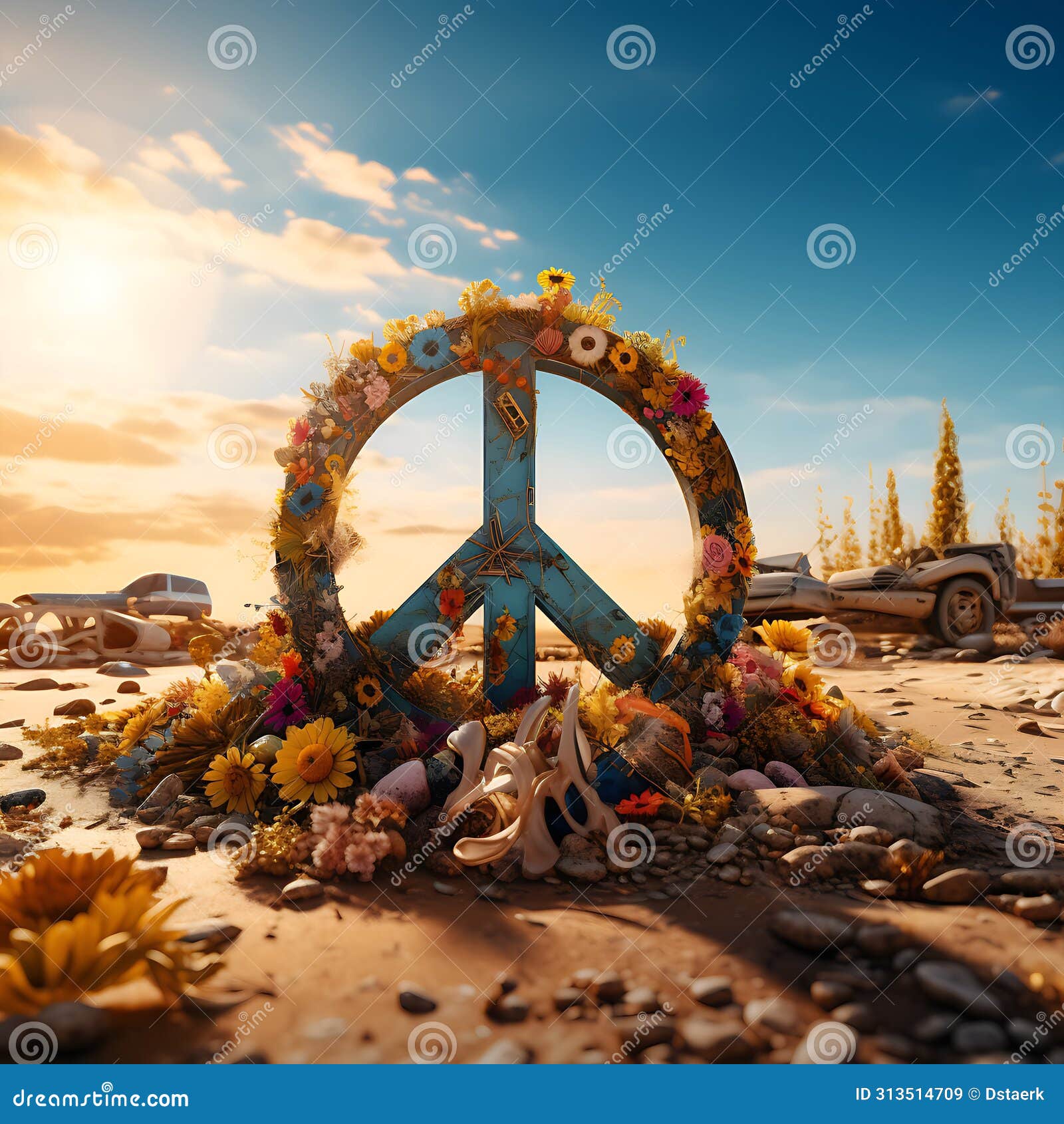 A Peace Sign Stands in Nature Generated by Artificial Intelligence ...