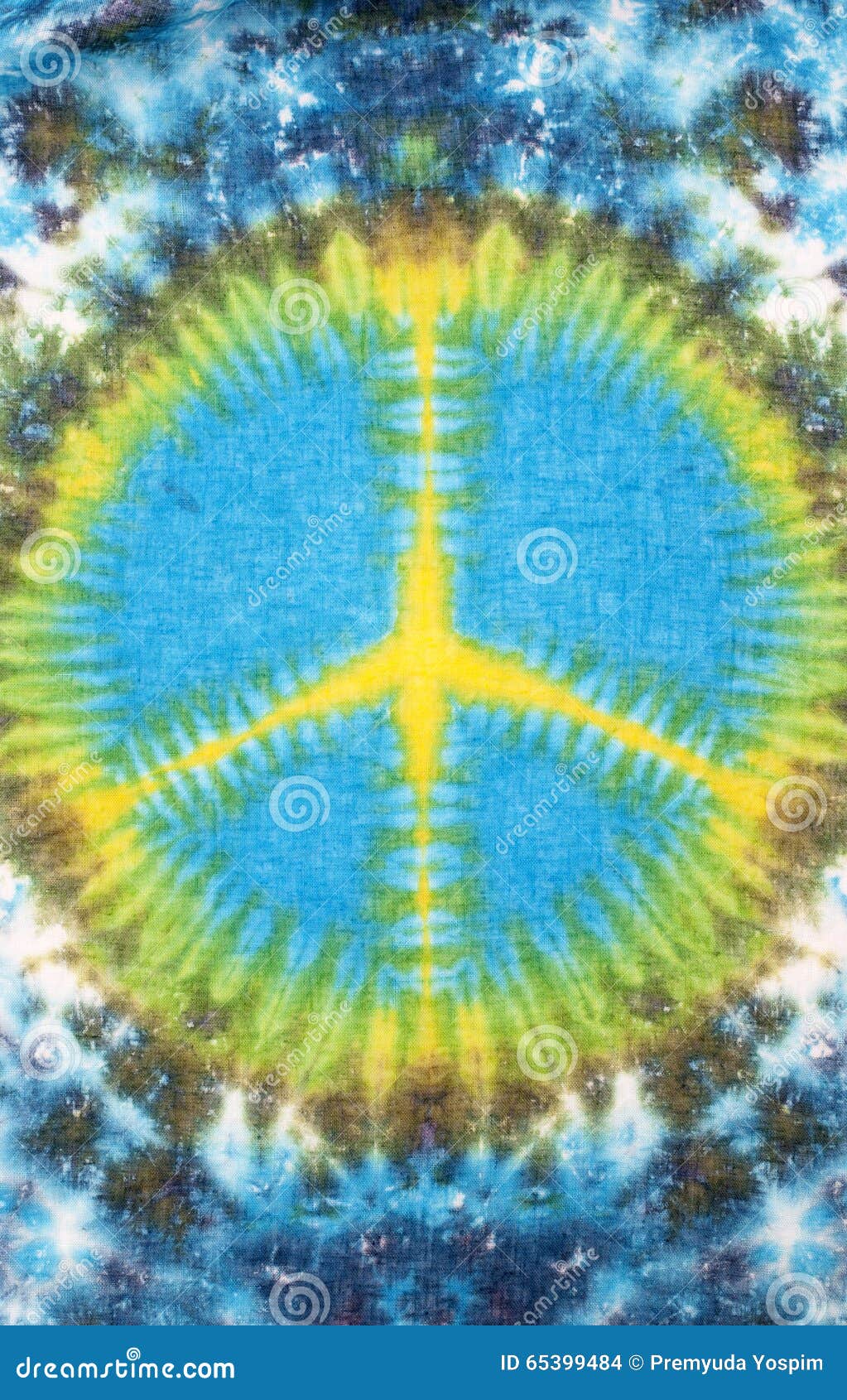 Peace Sign Tie Dyed Pattern on Cotton Fabric for Background. Stock ...