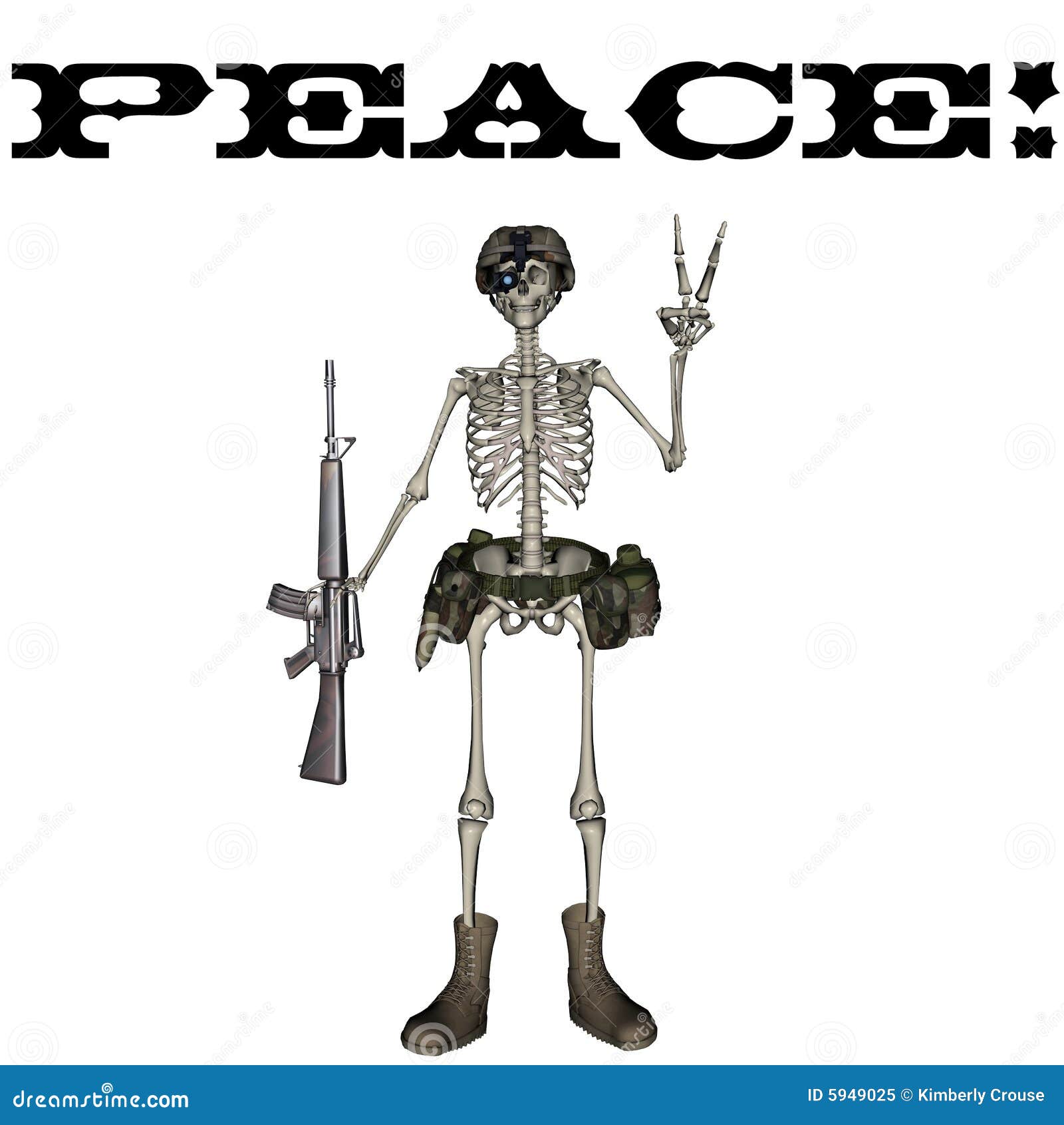 Peace skeleton stock illustration. Illustration of army - 5949025