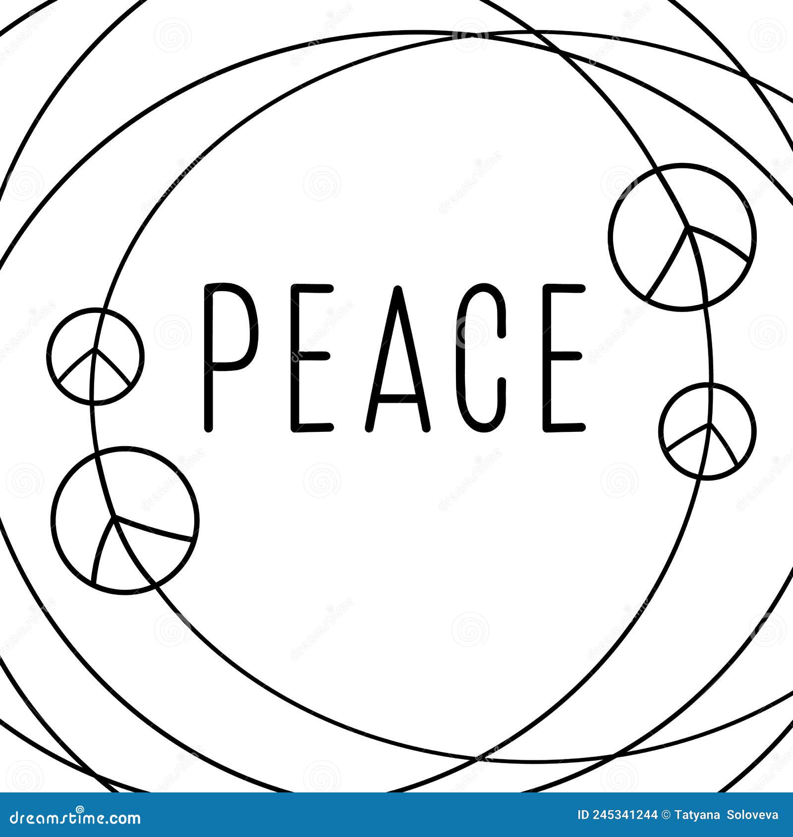 Peace Sketch Hand Drawn Vector Illustration. Peaceful Greeting Card ...