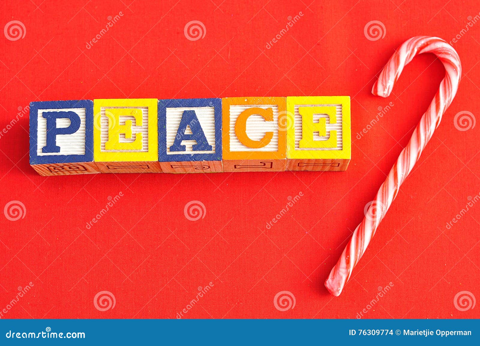 Peace Spelled with Alphabet Blocks on a Red Background Stock Photo ...