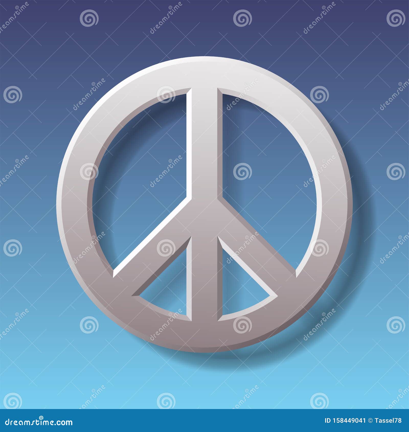 Peace Symbol on Blue Background with Shadow. Stock Vector ...