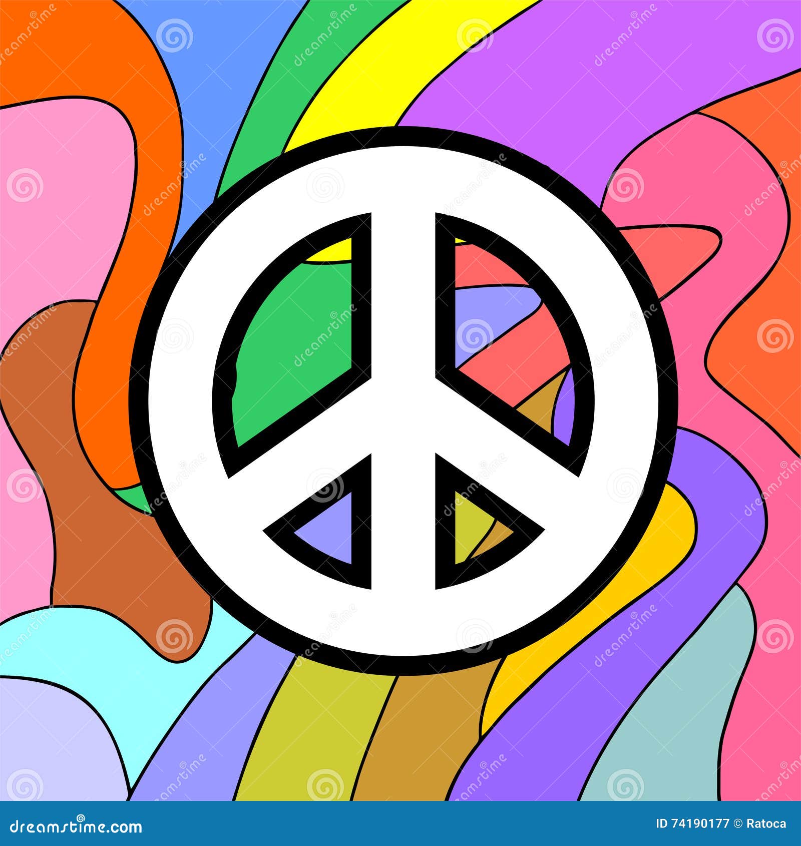 Peace symbol stock vector. Illustration of abstract, groovy - 74190177