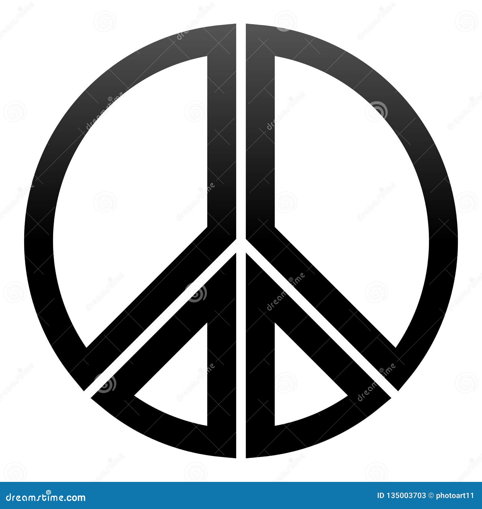 Peace Symbol Icon - Black Simple Gradient, Segmented Outlined Shapes ...