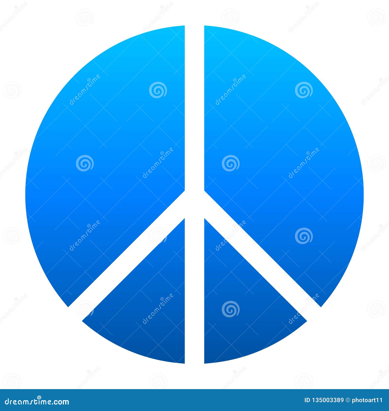 Peace Symbol Icon - Blue Simple Gradient, Segmented Shapes, Isolated ...