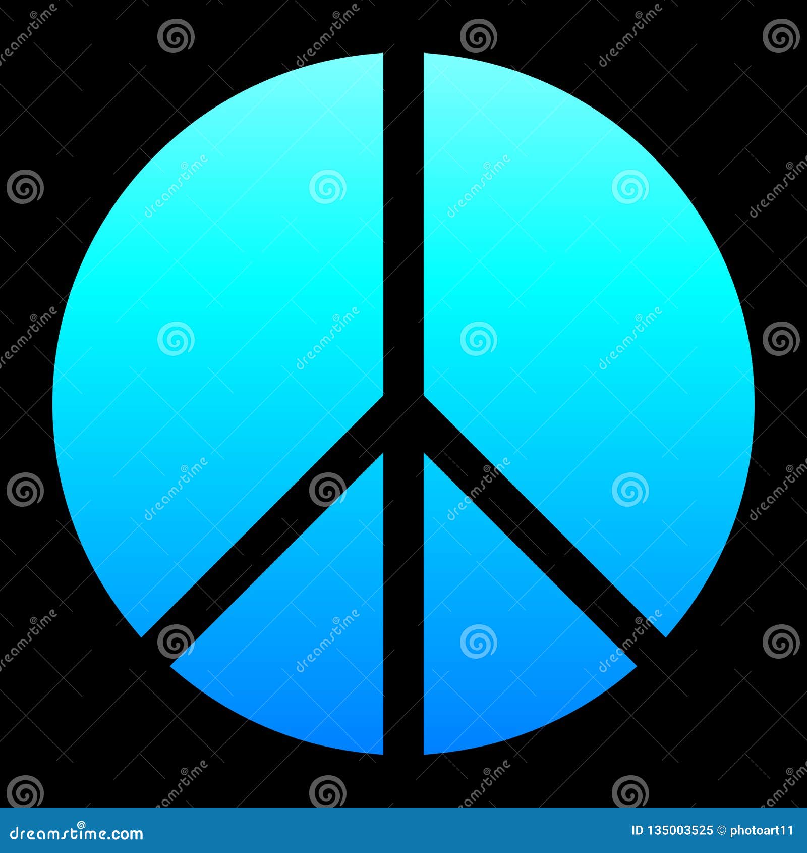 Peace Symbol Icon - Cyan Blue Simple Gradient, Cold Light, Segmented ...