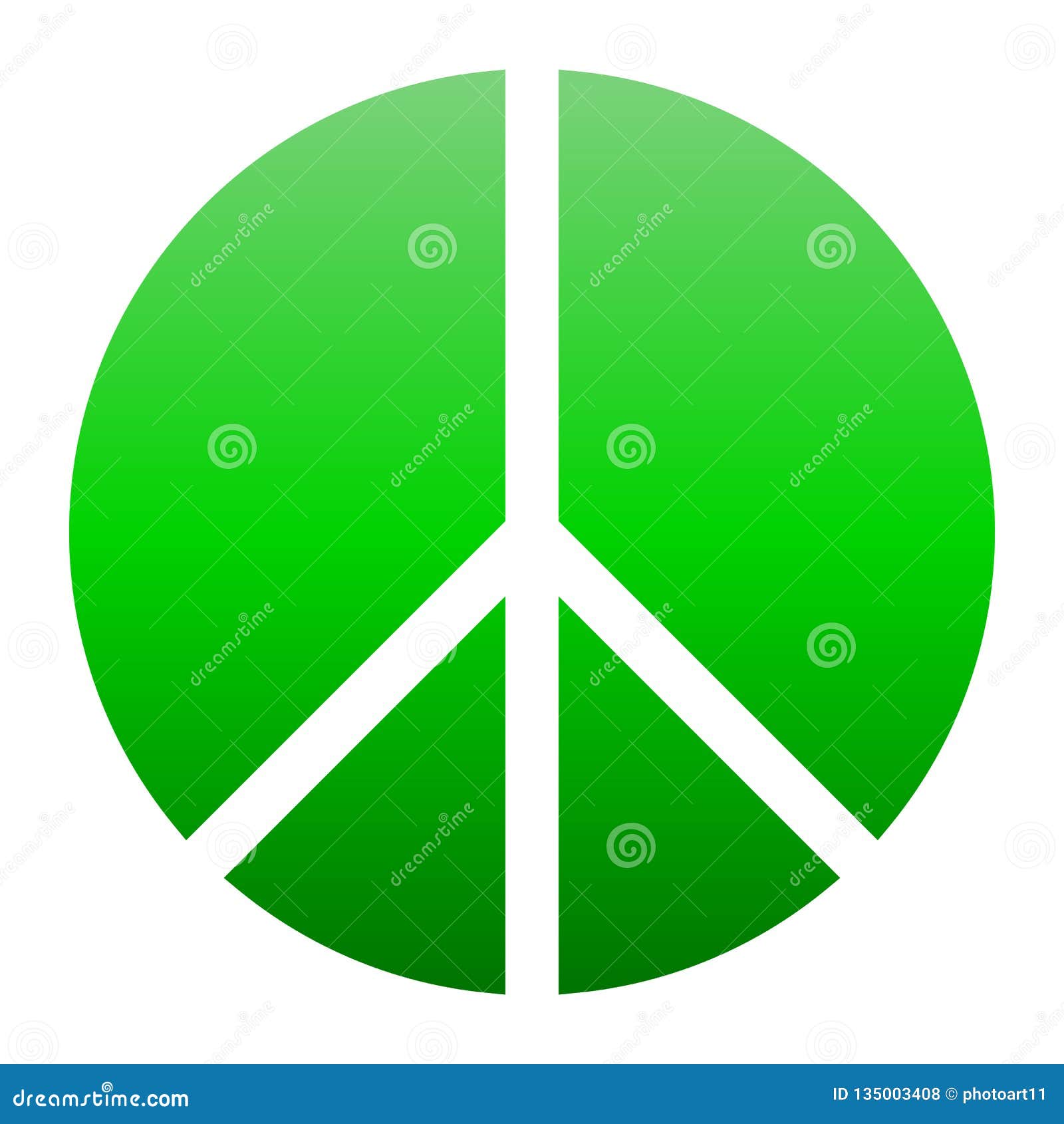 Peace Symbol Icon - Green Simple Gradient, Segmented Shapes, Isolated ...