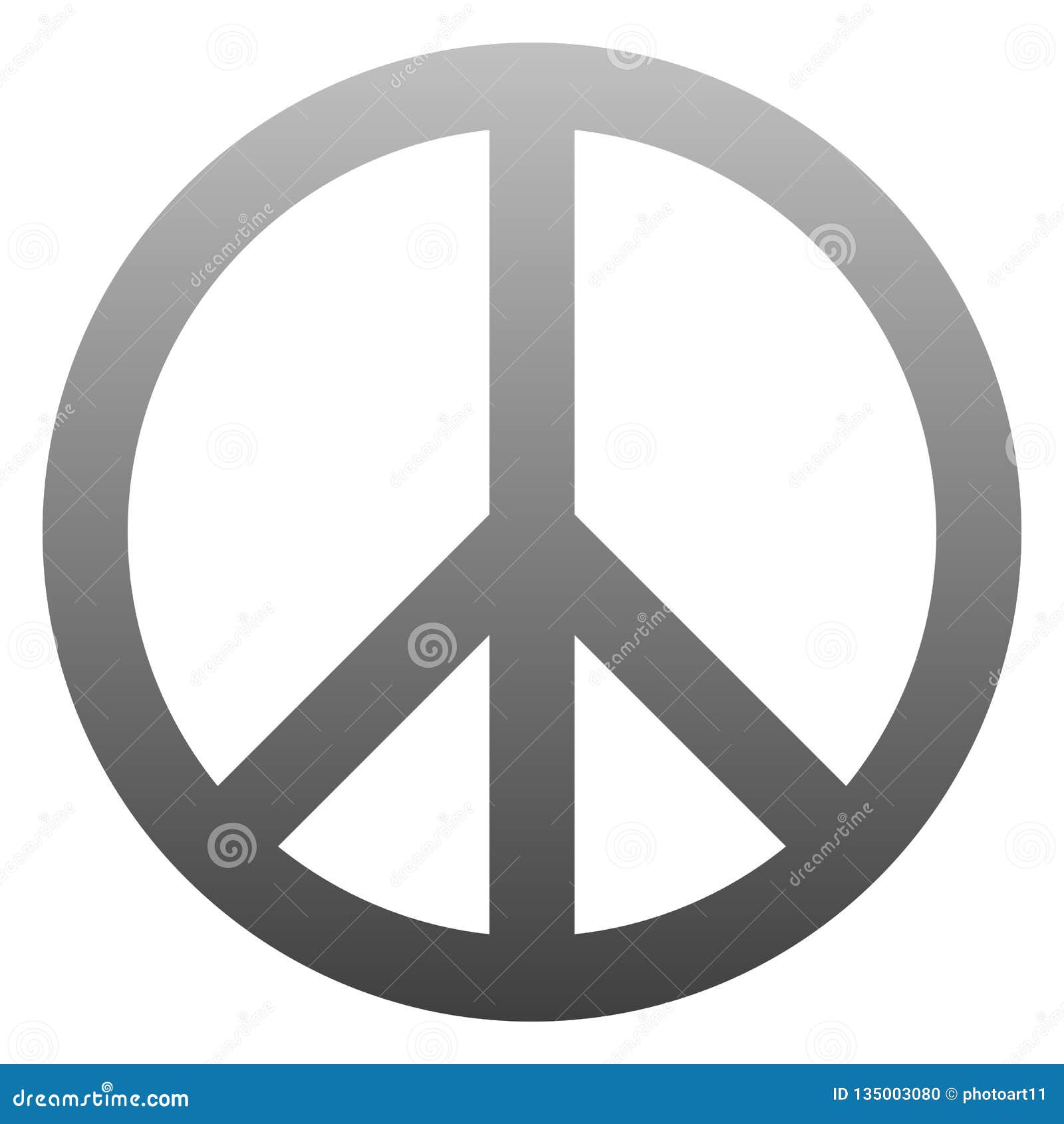 Peace Symbol Icon - Medium Gray Simple Gradient, Isolated - Vector ...