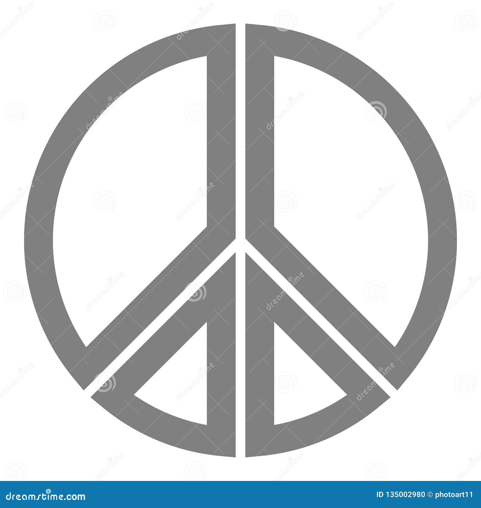 Peace Symbol Icon - Medium Gray Simple, Segmented Outlined Shapes ...