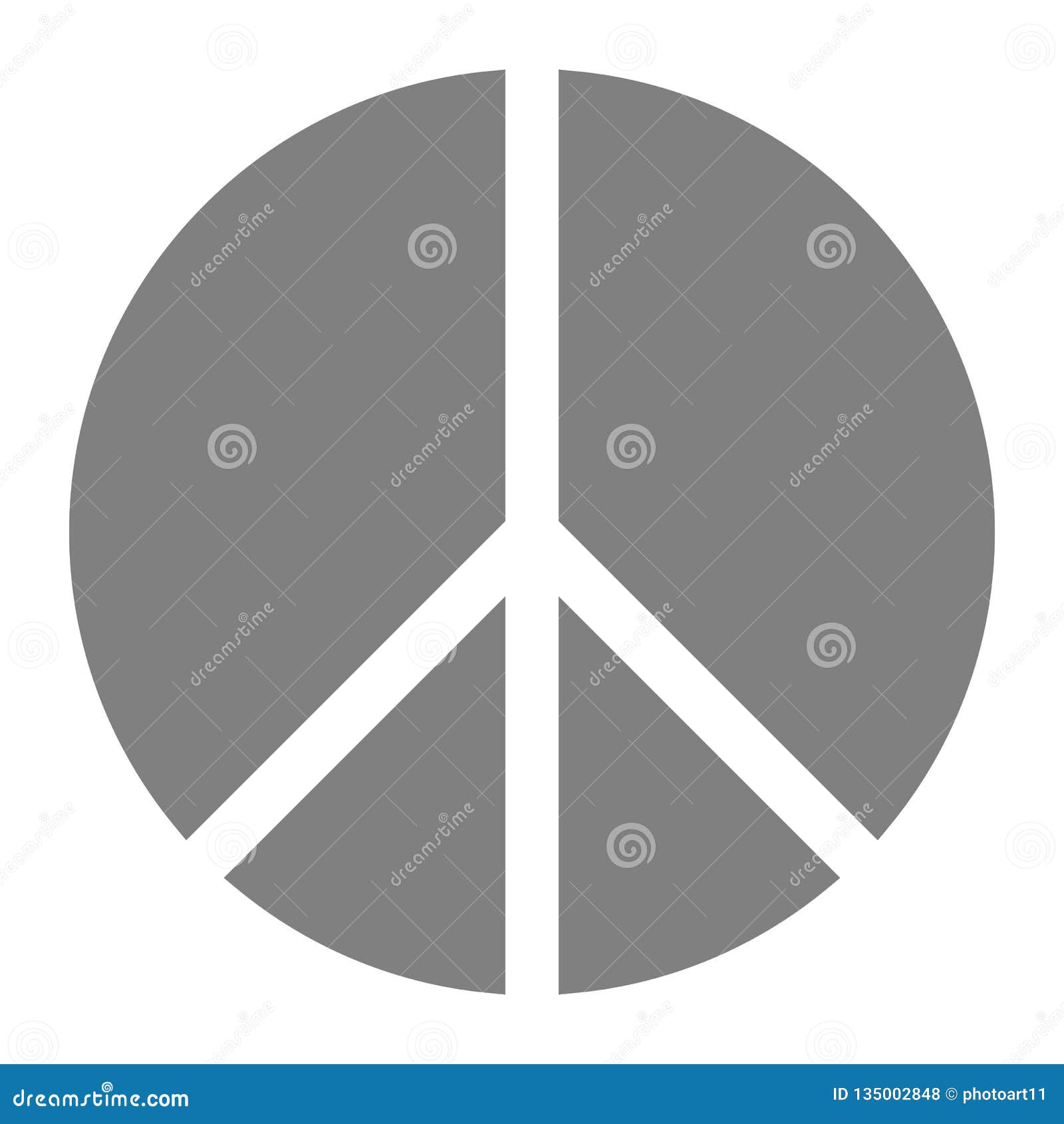 Peace Symbol Icon - Medium Gray Simple, Segmented Shapes, Isolated ...