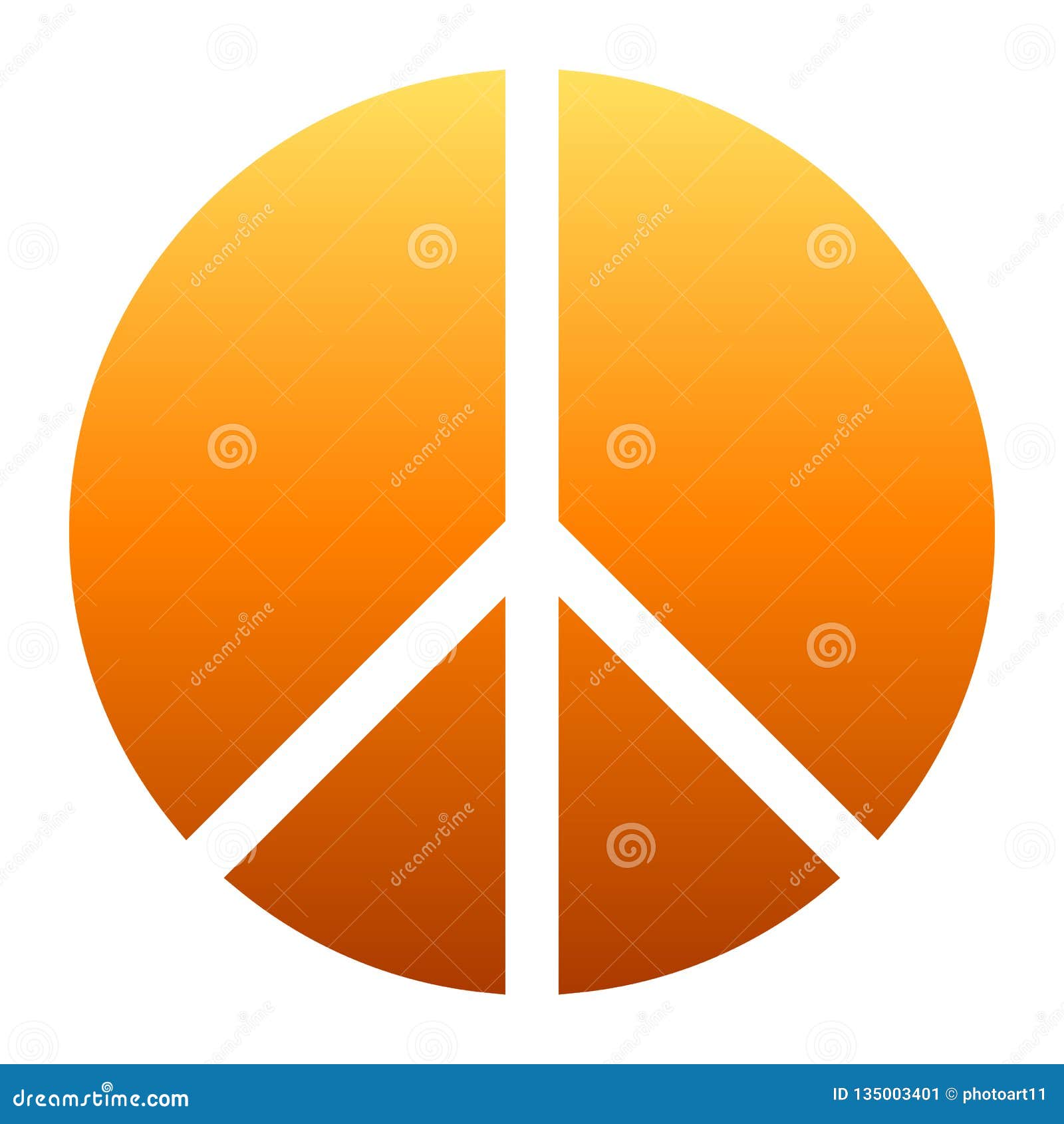 Peace Symbol Icon - Orange Simple Gradient, Segmented Shapes, Isolated ...